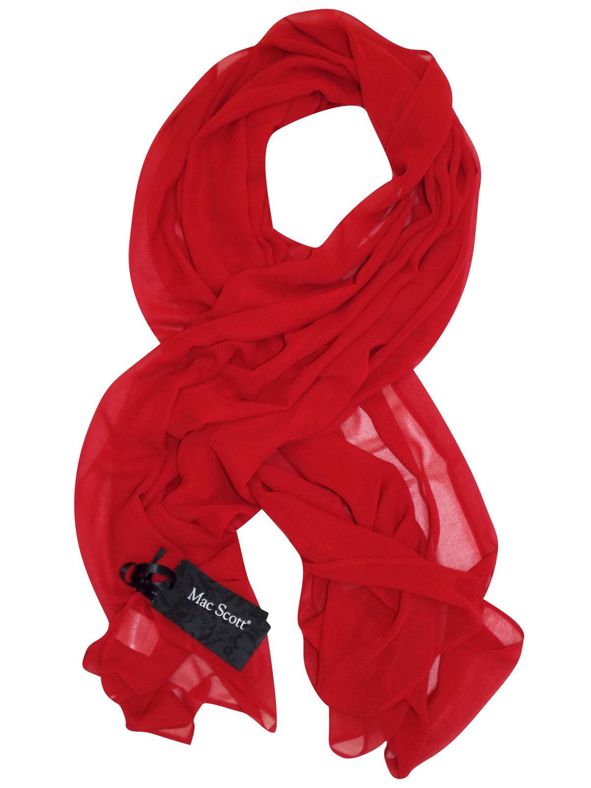 Mac Scott - - Mac Scott RED Semi Sheer Chiffon Scarf - FreeSize