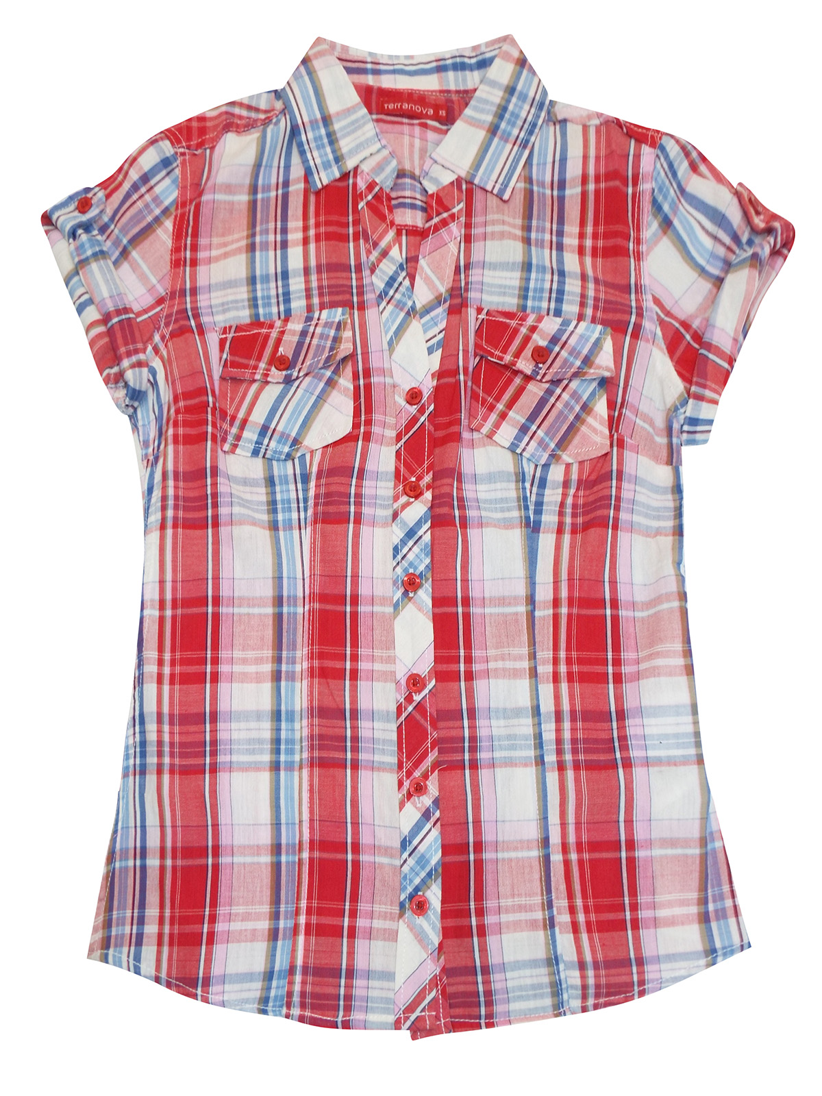 Ferranova - - Ferranova RED Camicia Pure Cotton Checked Blouse - Size 8 ...