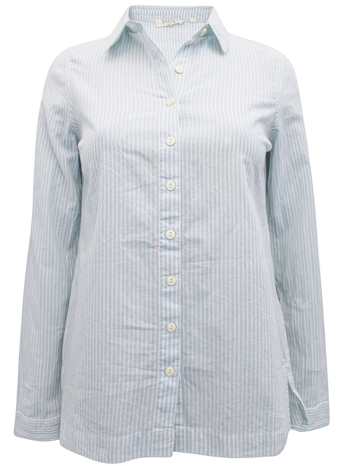 FAT FACE - - Fat Face SKY-BLUE Pure Cotton Striped Blouse - Size 6