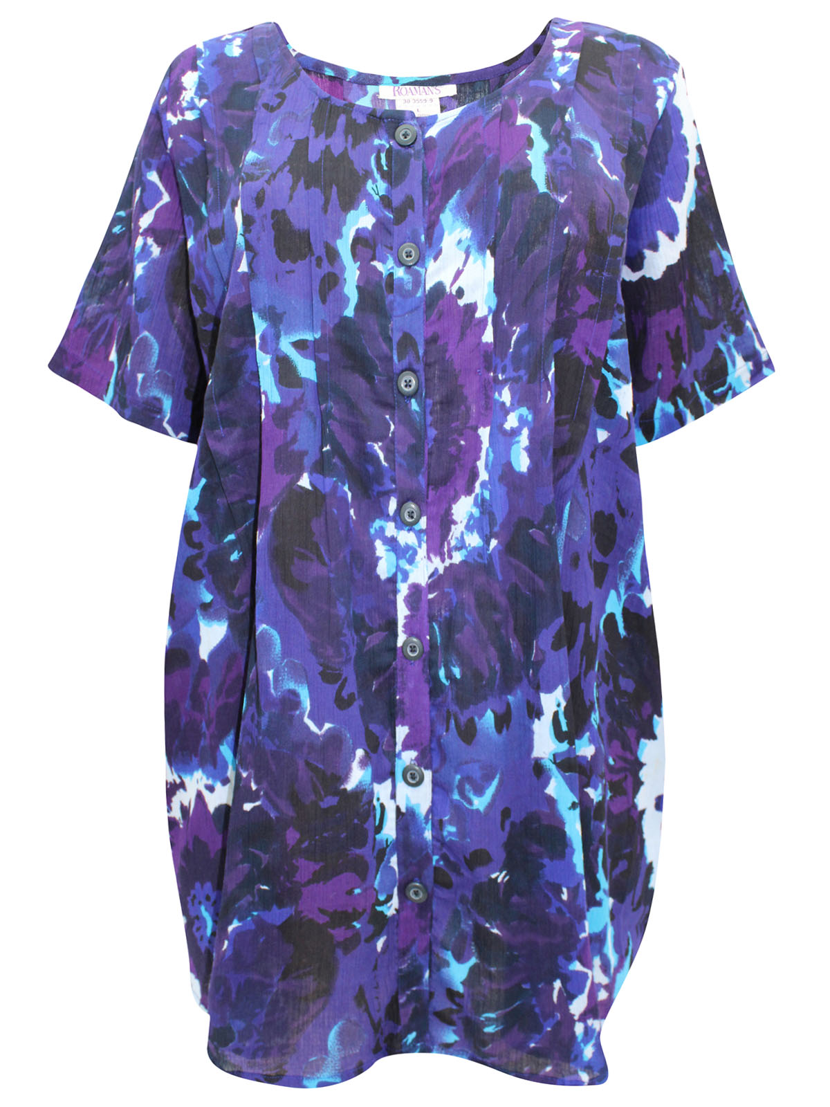 Roaman's - - Roamans PURPLE Angelina Scoop Neck Crinkle Crepe Tunic ...