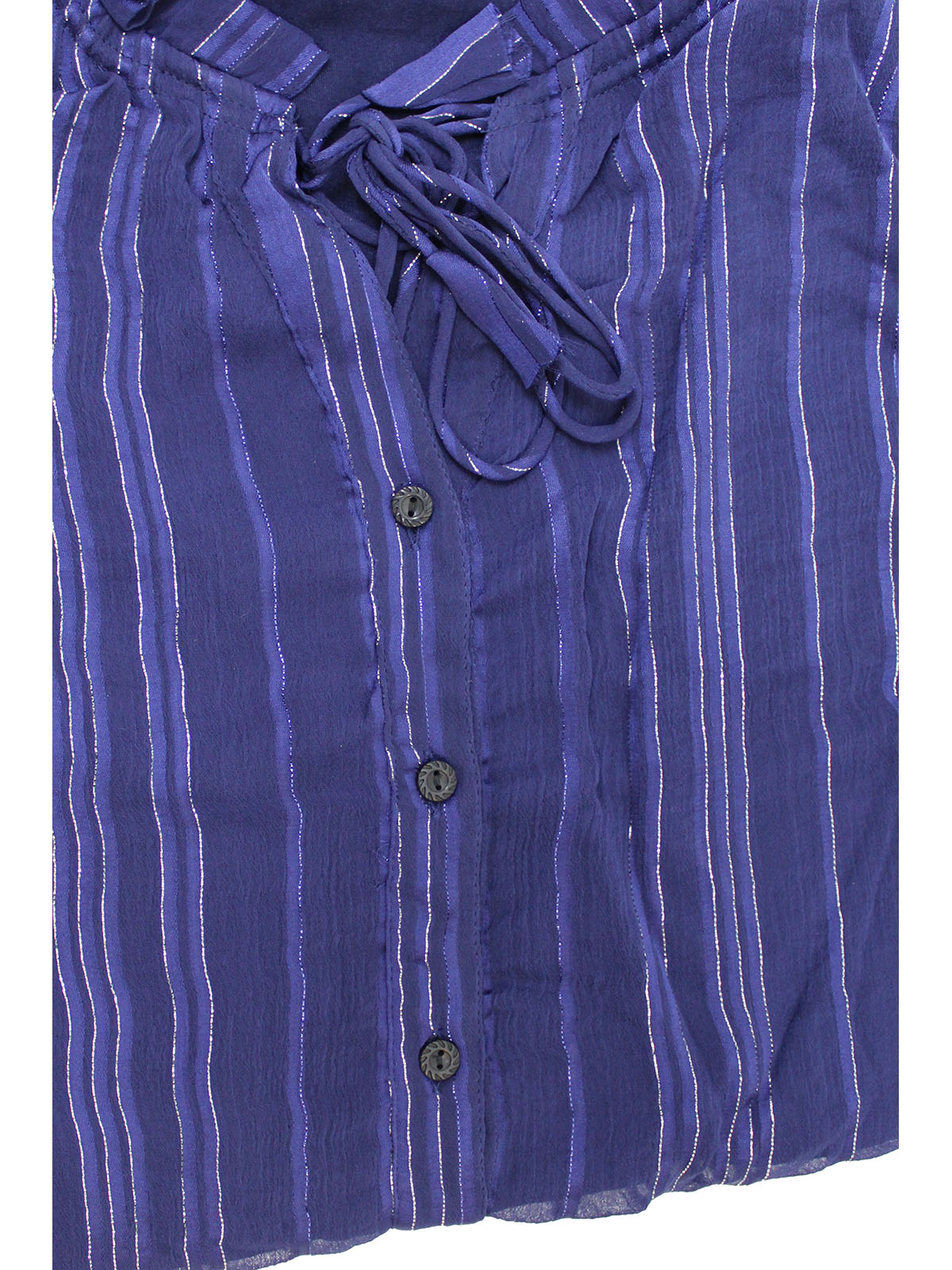Body Flirt - - NAVY Metallic Stripe Tie Neck Woven Blouse - Size 10 to 16