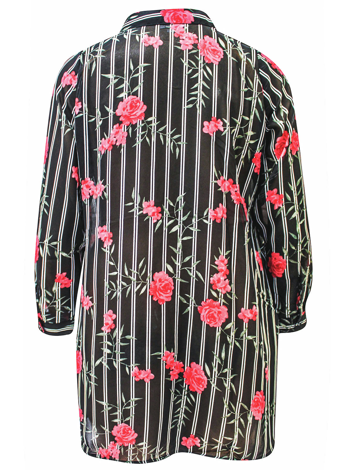 CURVE - - BLACK Rose Print Chiffon Blouse - Plus Size 22 to 24
