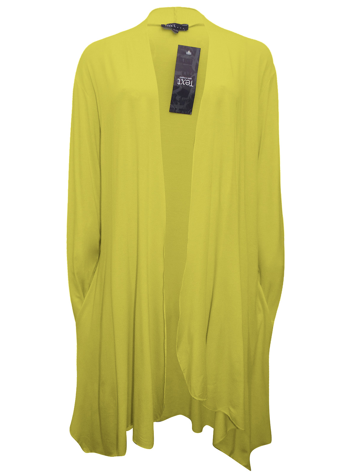 //text.. - - YELLOW Open Front Long Sleeve Jersey Cardigan w/Pockets ...
