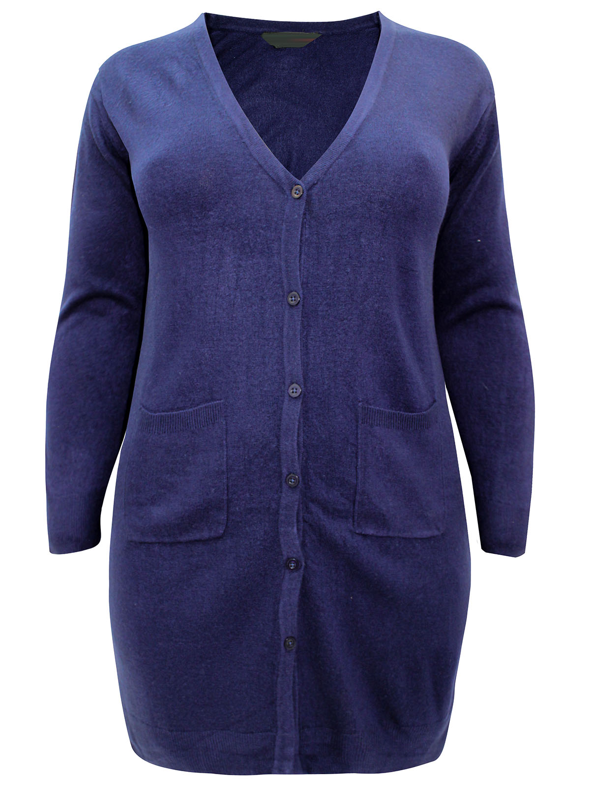 CURVE - - Curve NAVY Button Through Cardigan with Pockets - Plus Size ...