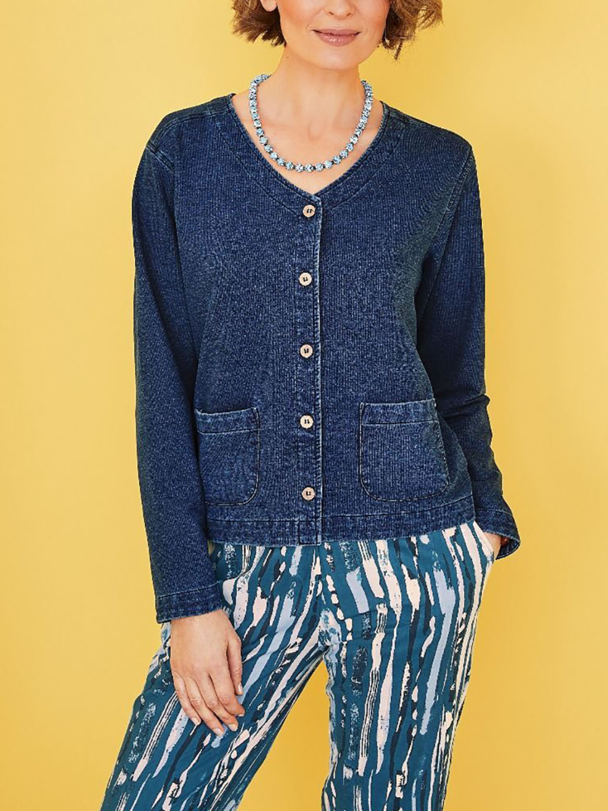 Lily Ella - - L.E. NAVY Patch Pockets Pallion Cardigan - Plus Size 20/ ...