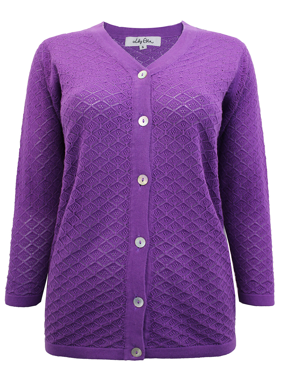 Lily Ella - - L.E. PURPLE Polly Pointelle Cardi - Size 8/10 to 10/12 (S ...