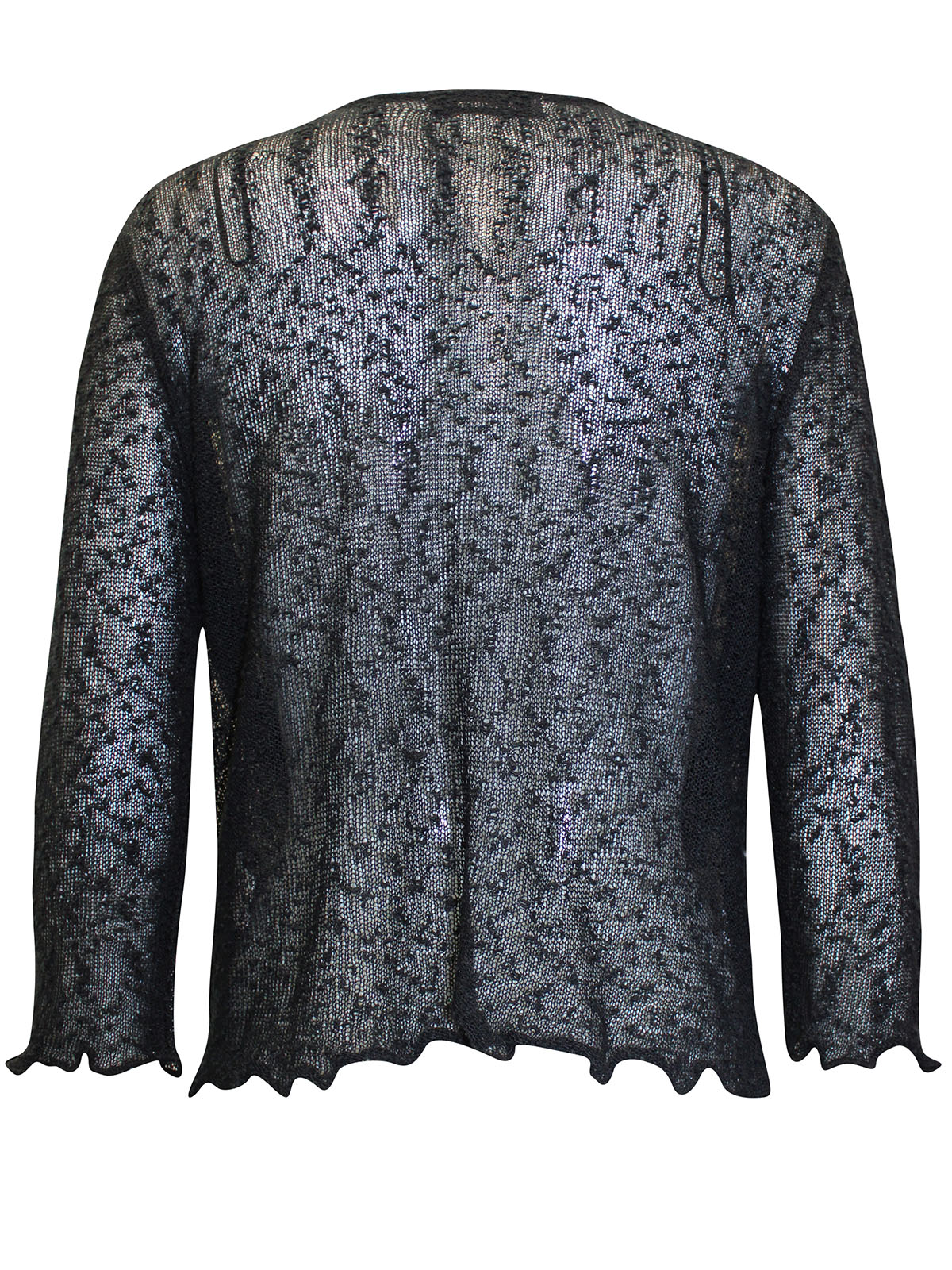 Alexara - - BLACK Scallop Trim Tie Up Shrug - Size 12/14 (S/M)