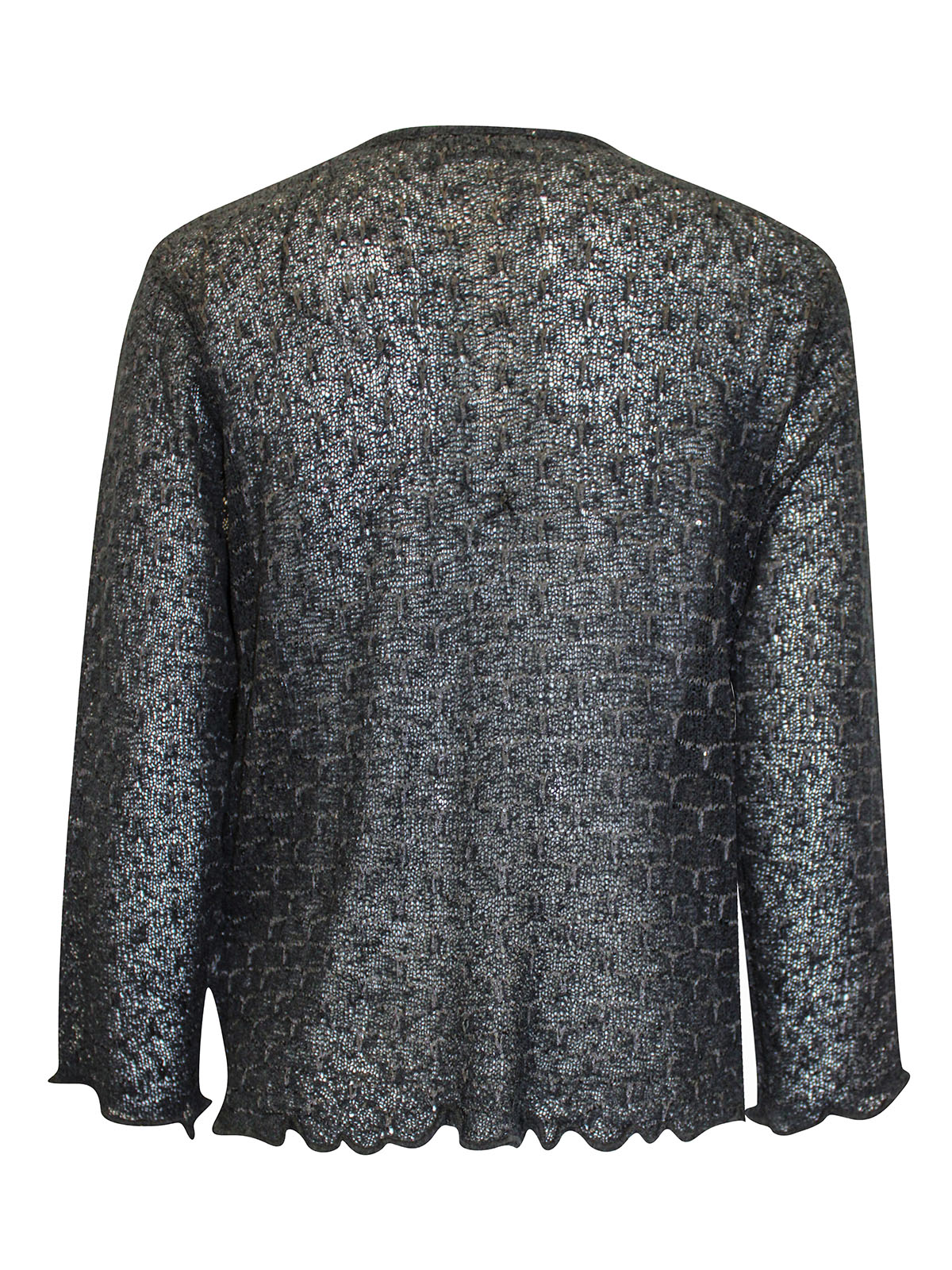 Alexara - - BLACK Sequin Embellished Scallop Trim Tie Up Shrug - Size ...