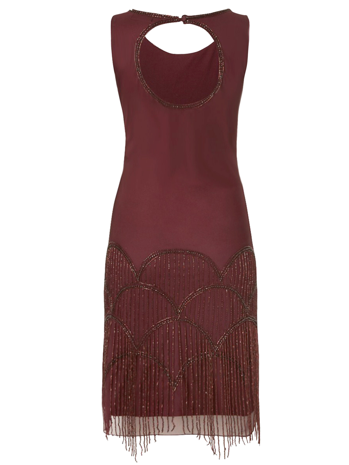 Roman Originals - - RomanOriginals MAROON Beaded Flapper Dress - Size ...