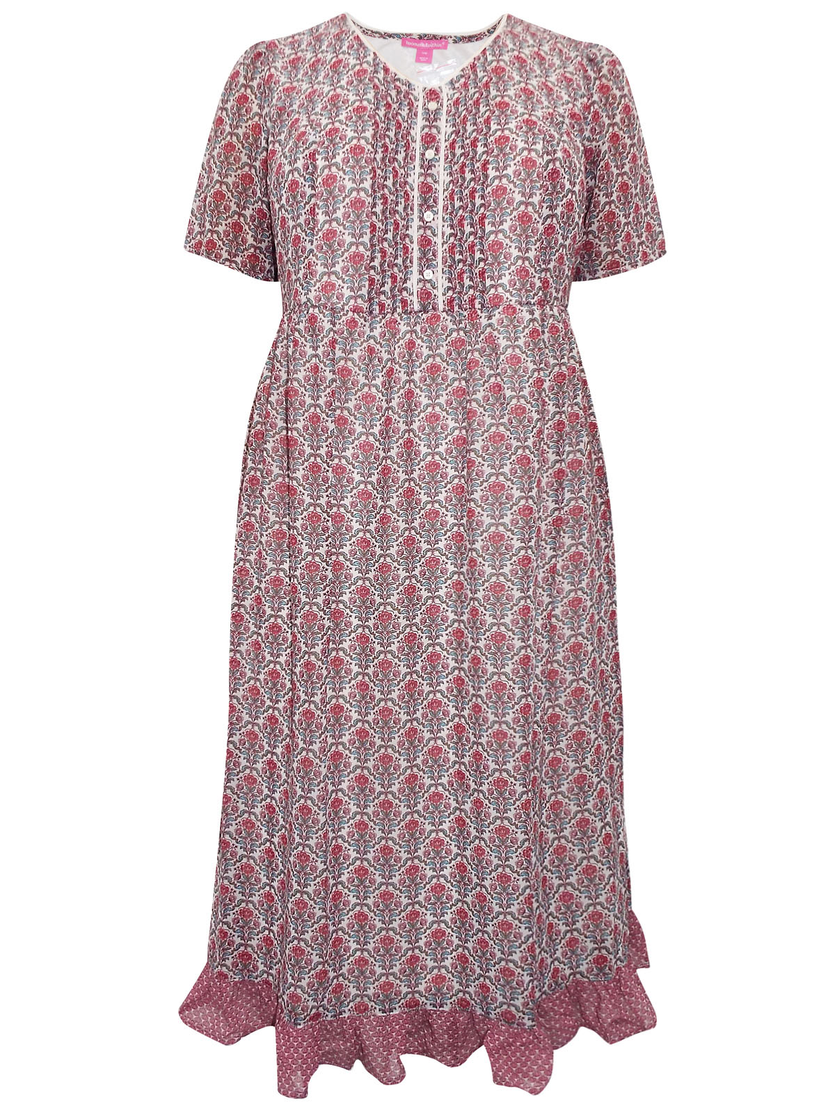 Woman Within - - Woman Within RED Floral Print Pleated Chiffon Dress ...