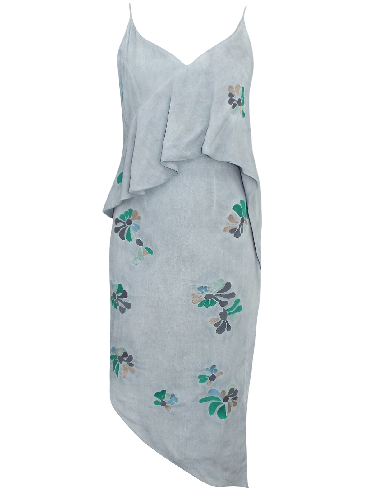 Label Lab - - Label Lab LIGHT-GREY Embroidered Asymmetric Dress - Size ...