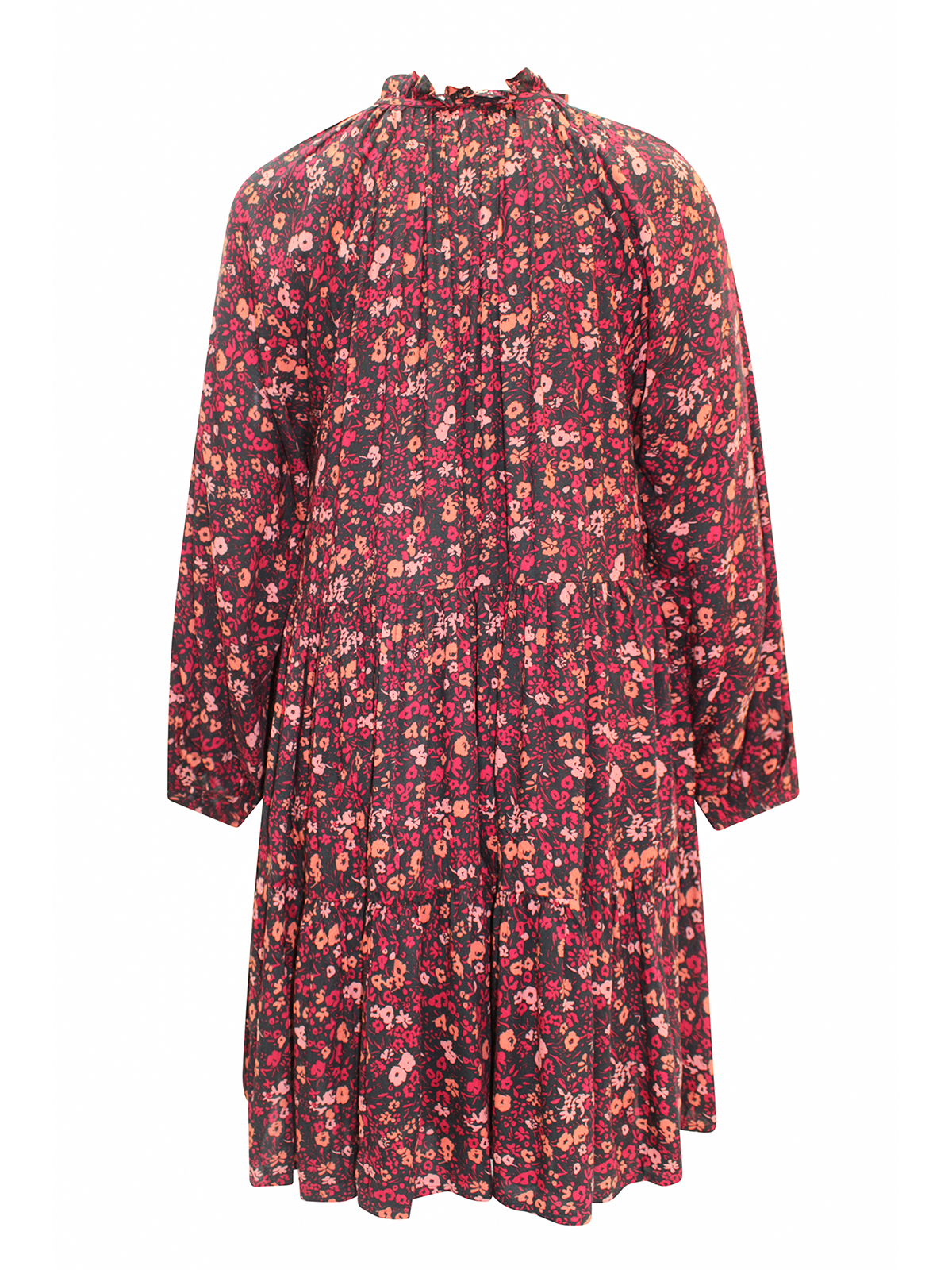 Capsule - - PINK Ditsy Floral Tie Neck Tiered Smock Dress - Plus Size ...