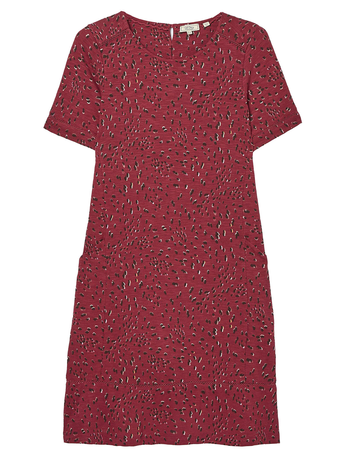 FAT FACE - - BERRY Simone Shadow Dot Jersey Dress - Size 12