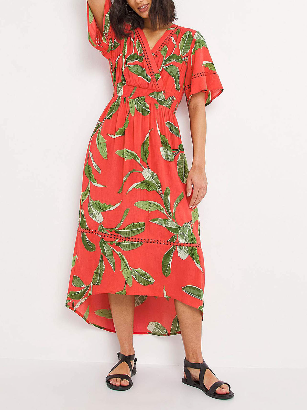 JD Williams - - JD Williams RED Hi Lo Crinkle Ladder Insert Dress ...