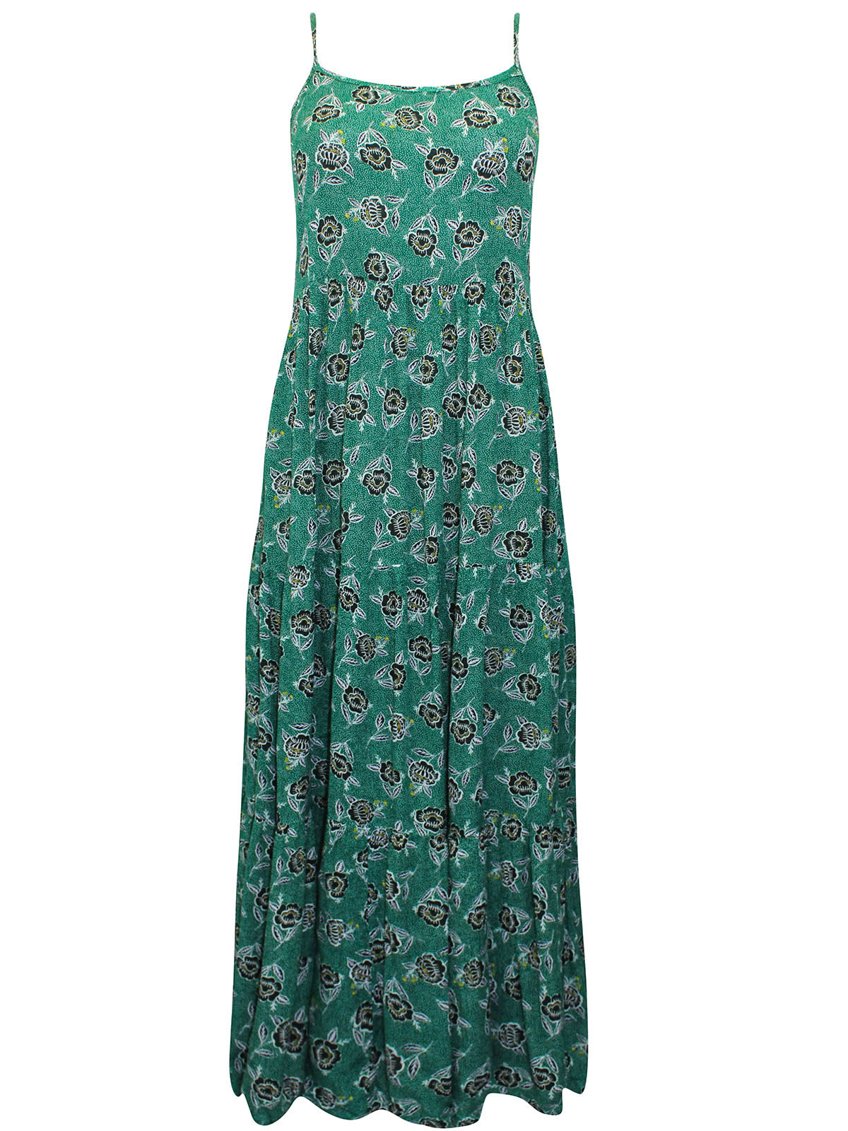 Monoprix Femme - - Monoprix Femme GREEN Floral Print Tiered Maxi Dress ...