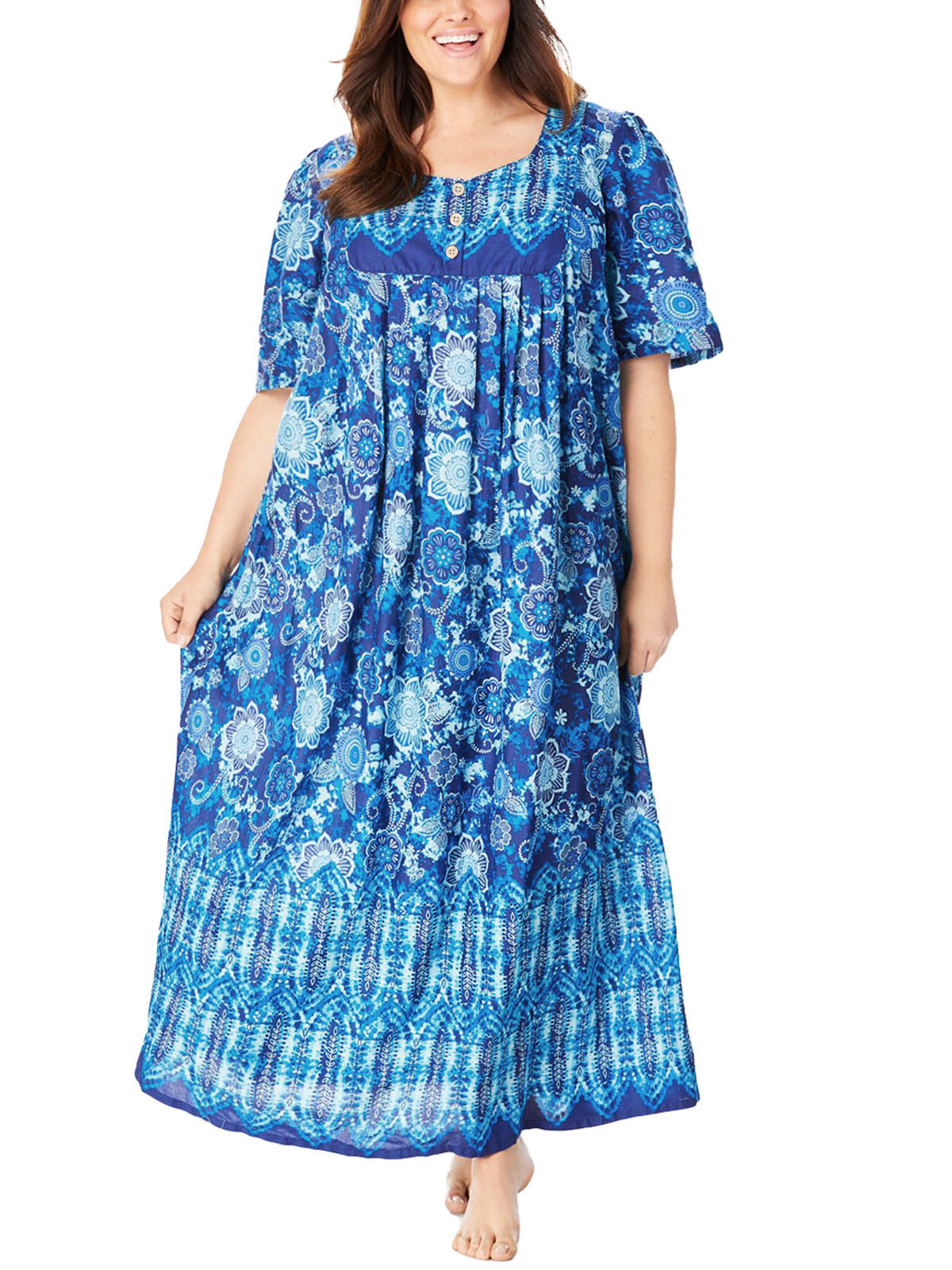 Only Necessities - - Only Necessities BLUE Border Print Long Pocket ...