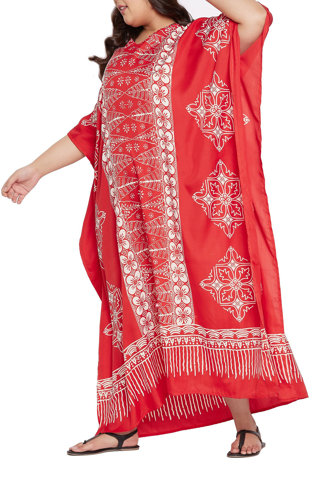 Gypsie Blu - - RED V-Neck Kaftan Maxi Dress - Plus Size 18 to 28 (Onesize)