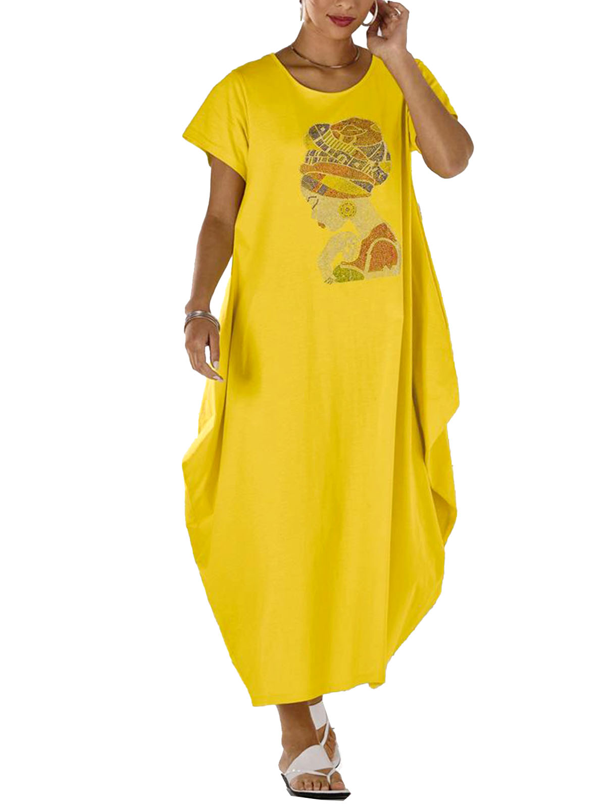 ESY Studio - - YELLOW Rhinestone Embellished Drop Pocket Dress - Plus ...