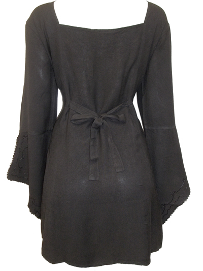 Eaonplus BLACK Embroidered Renaissance Gothic Corset Tunic Top - Size ...