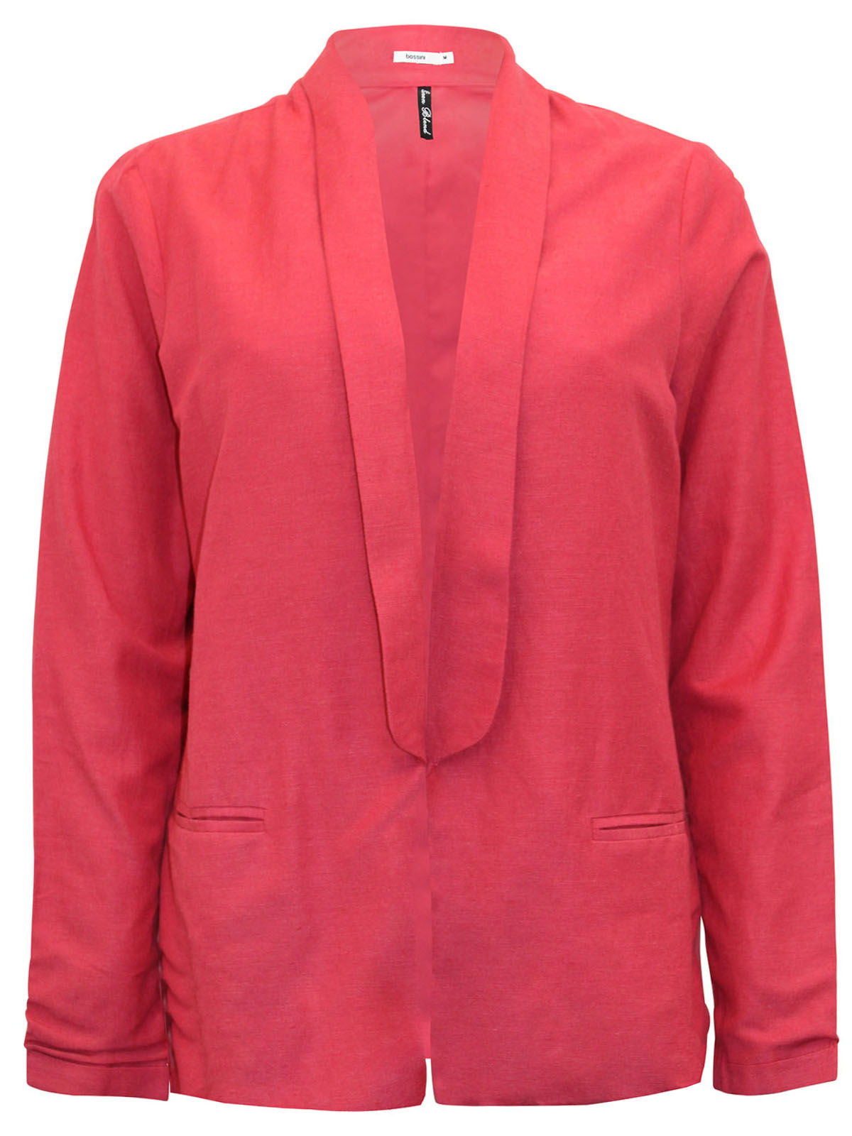Bossini - - RED Linen Blend Open Front Blazer Jacket - Size 10 to 14 (M ...