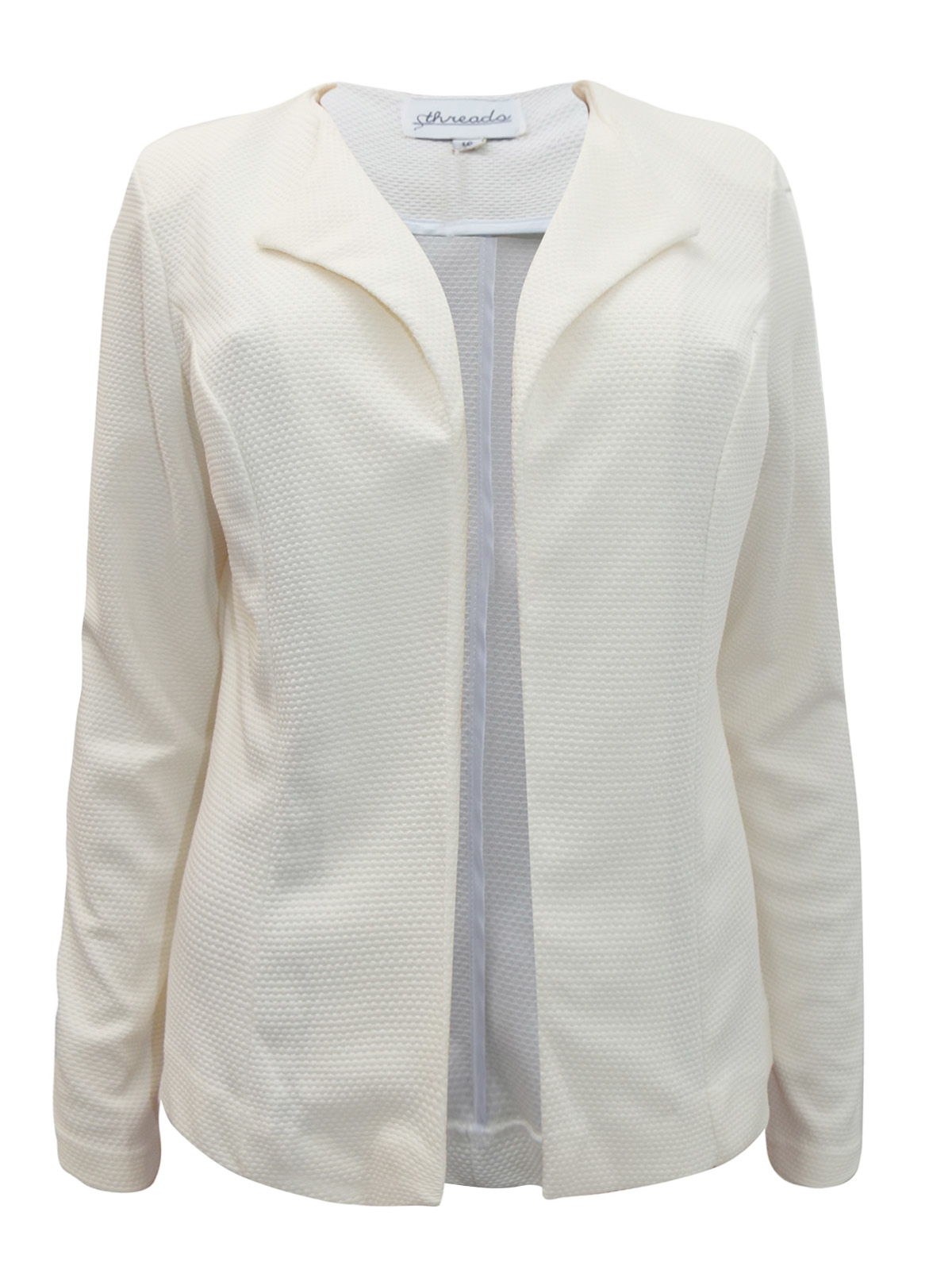 Threads - - Threads IVORY Honeycomb Textured Fold Front Blazer - Plus ...