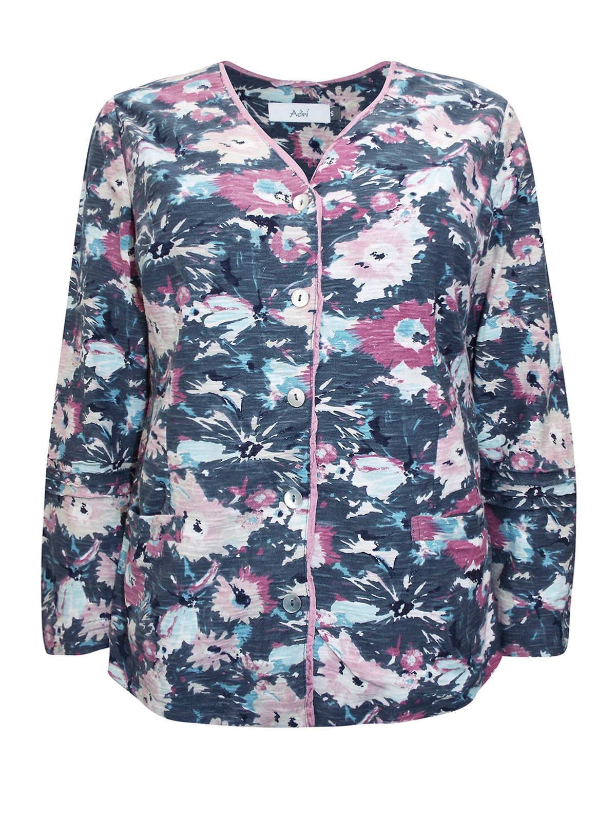 Adini - - Adini GREY Pure Cotton Floral Print Jacket - Size 12 to 20 ...