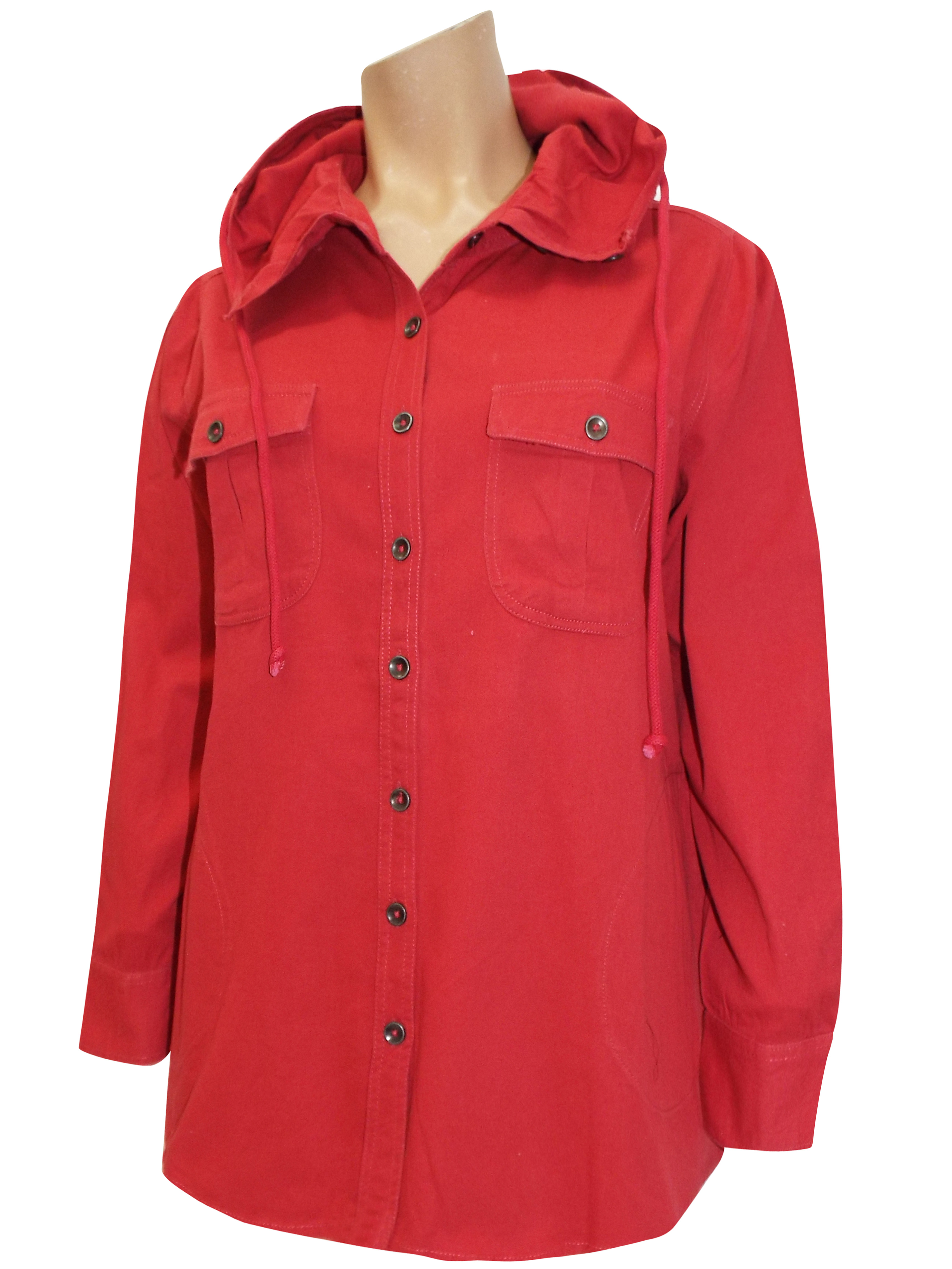 Roaman's - - Roamans RED Pure Cotton Hooded Shacket - Plus Size 16 to ...