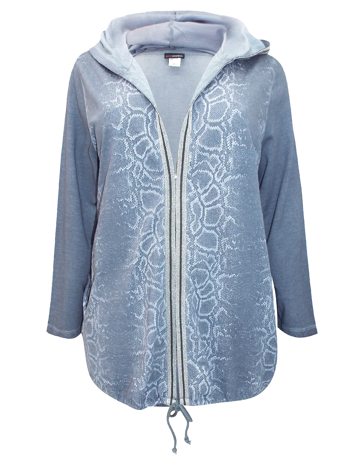 Wholesale Knitwear by Mia Moda - - Mia Moda BLUE Metallic Trim Hooded ...