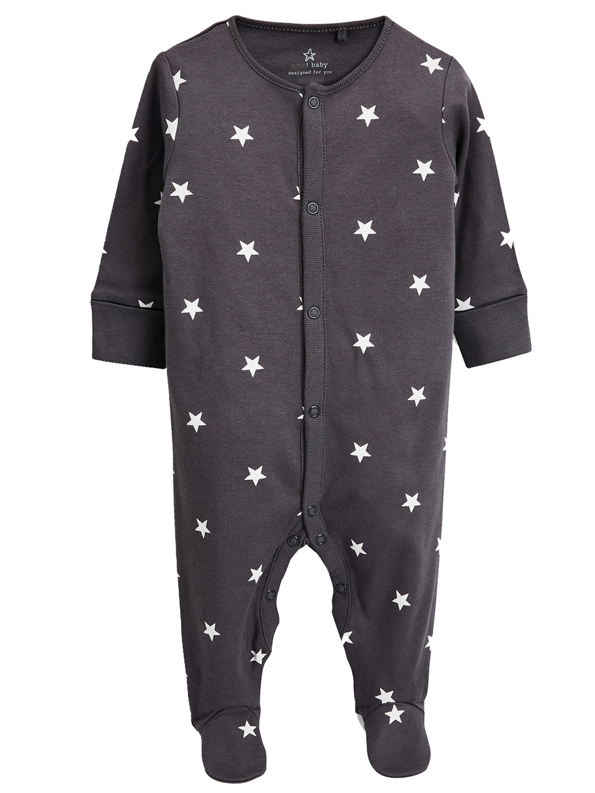 N3XT GREY Unisex Baby Star Print Sleepsuit - Size 3M to 12/18M