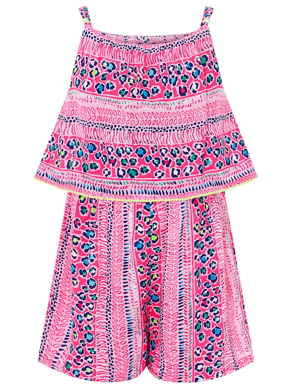 PINK Girls Ava Animal Print Layered Playsuit - Age 3/4Y to 9/10Y