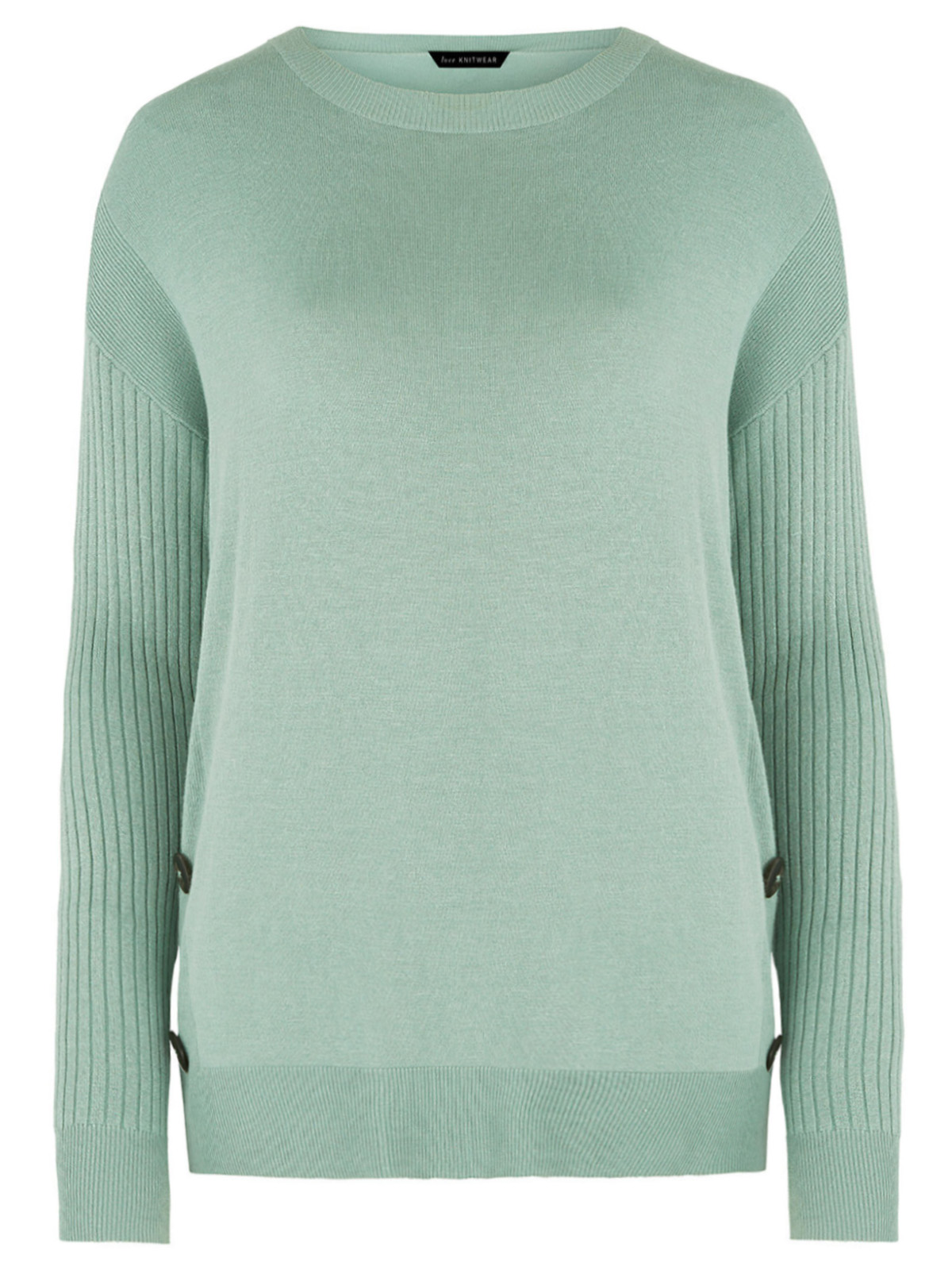 Bonmarché - - Bonmarché SAGE Ribbed Sleeve Drop Shoulder Button Detail ...
