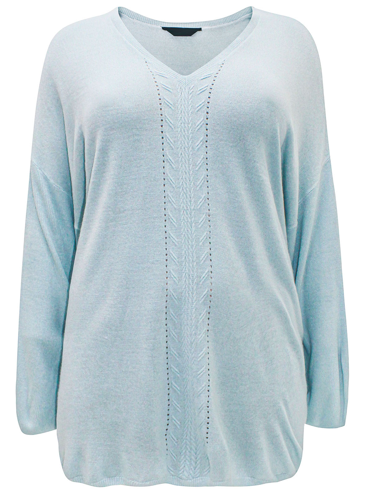 CURVE - - Curve ICE-BLUE Textured Front Knitted Jumper - Plus Size 16 to 28