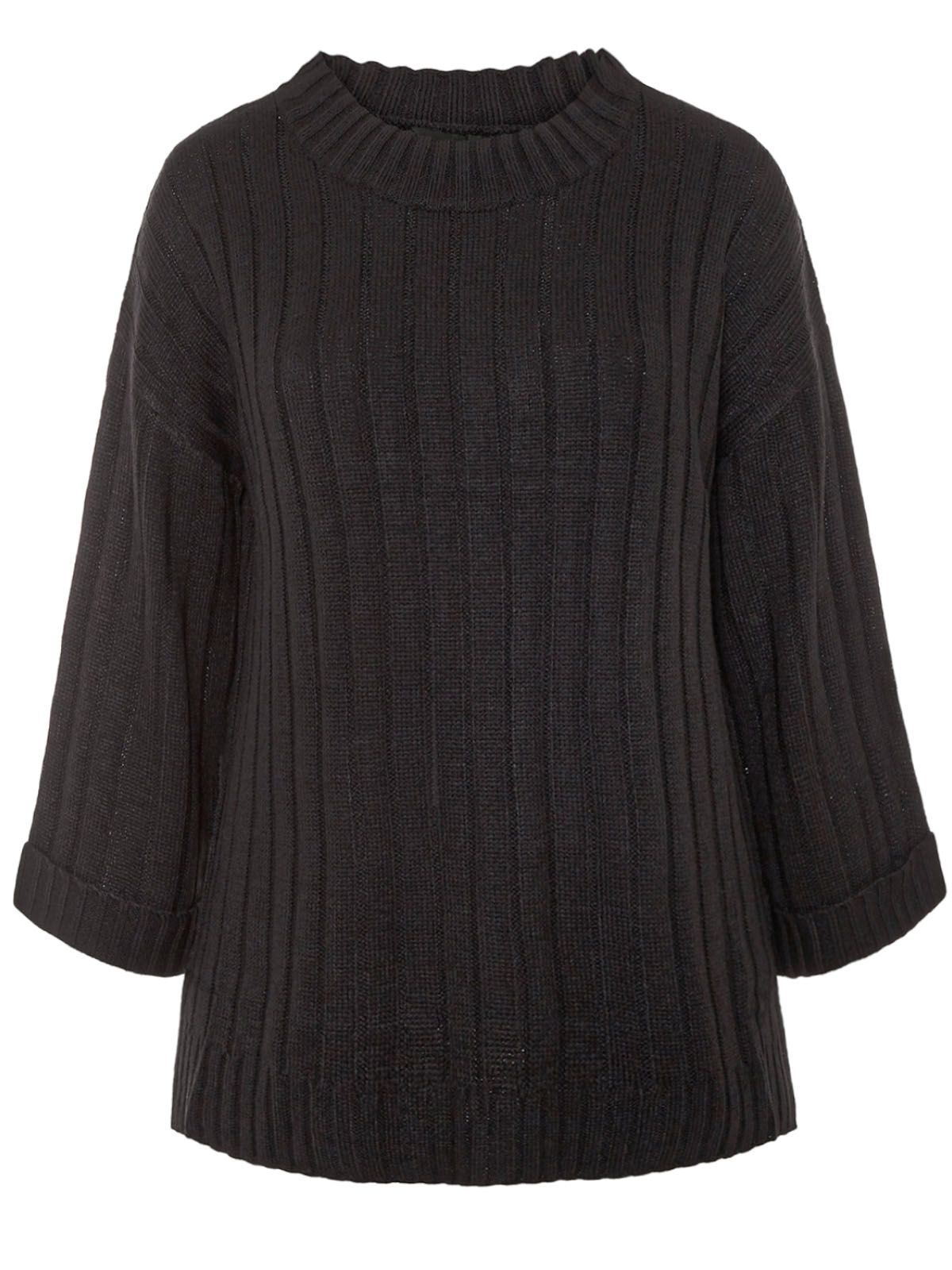 CURVE - - Curve BLACK Ribbed Wide Sleeve Knitted Jumper - Plus Size 14/ ...