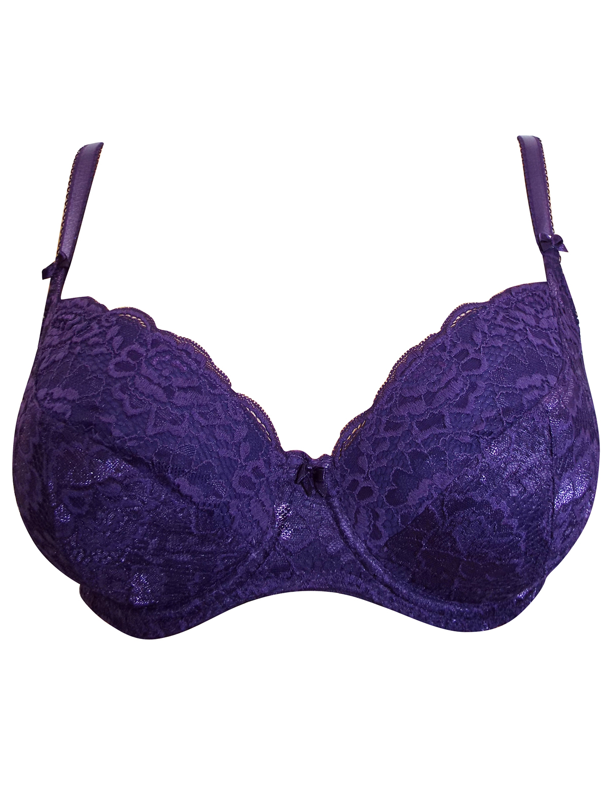 F&F - - PURPLE Scallop Lace Underwired Full Cup Bra - Size 34 to 40 (D ...