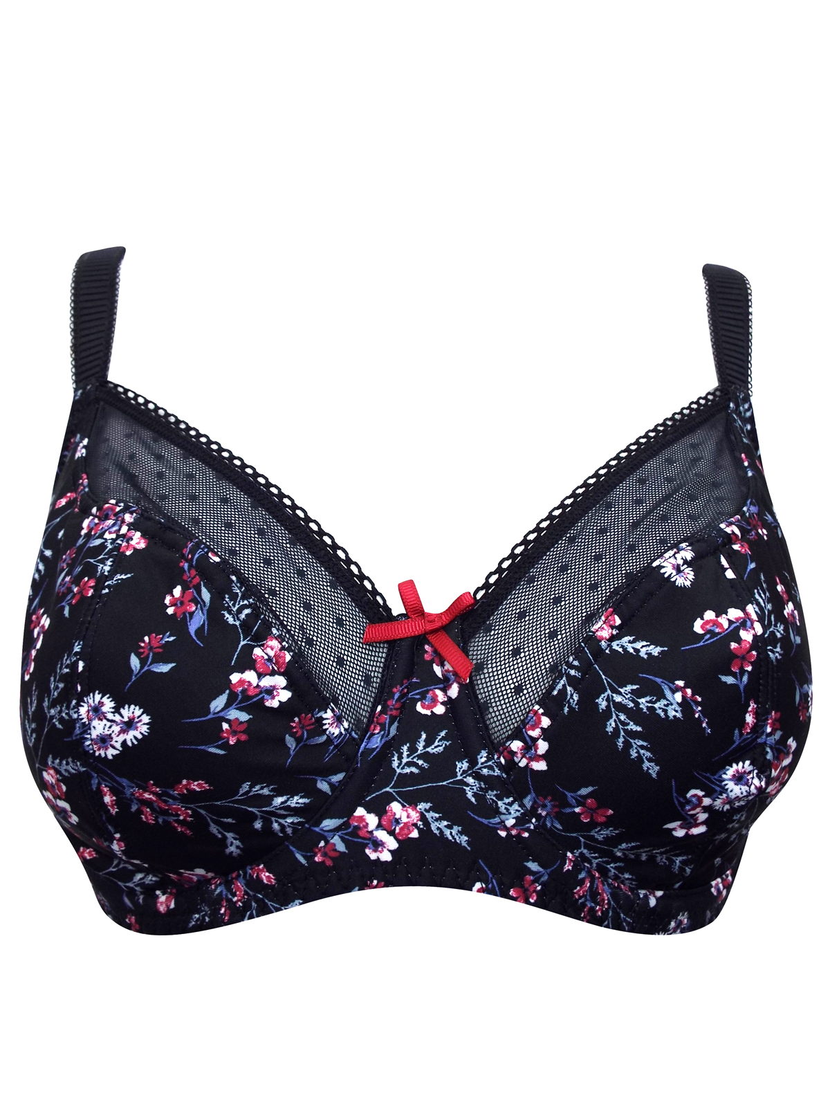 F&F - - F&F BLACK Floral Print Wired Full Cup Bra - Size 34 to 40 (DD-E ...