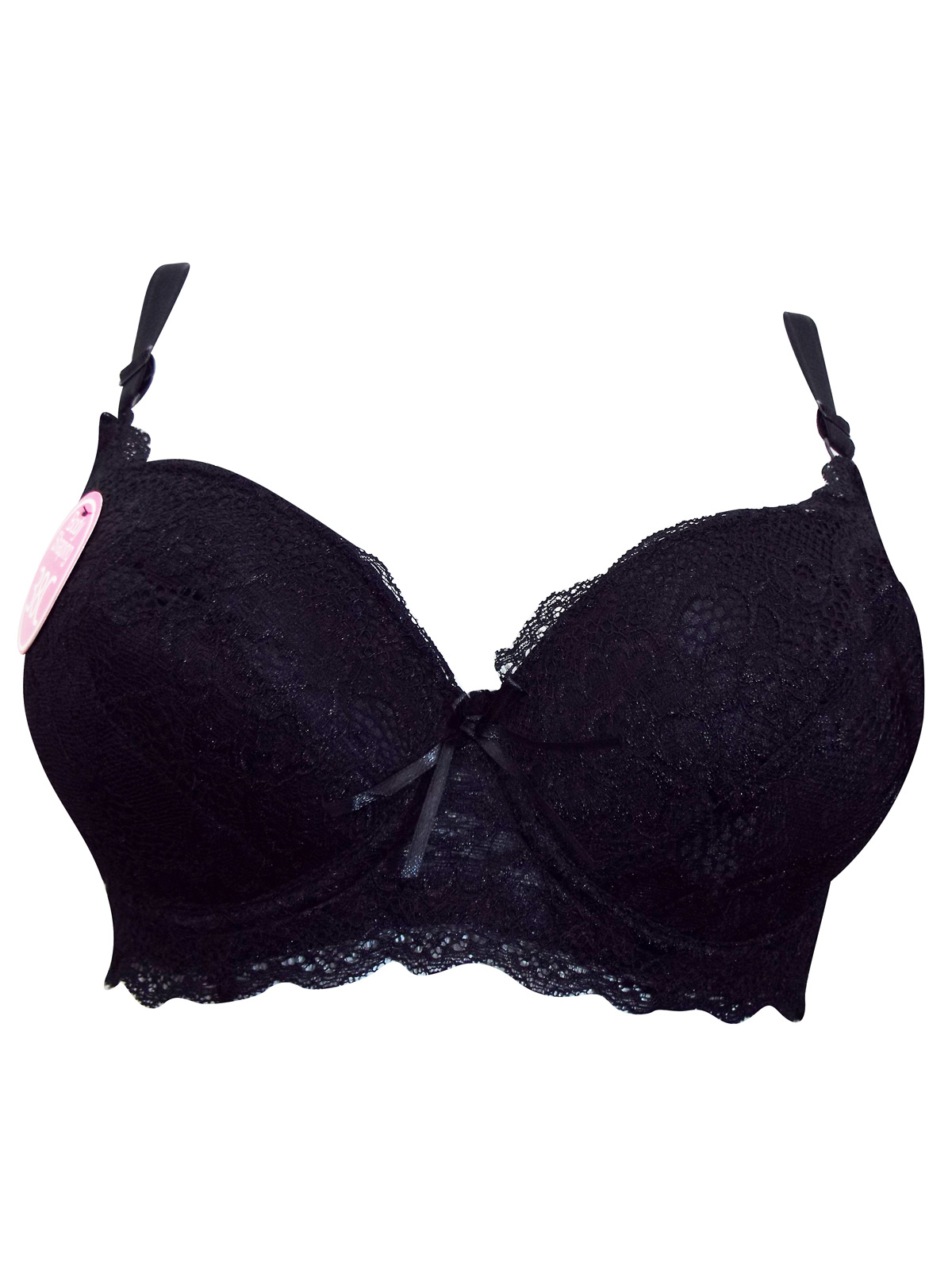 Hana - - Hana BLACK Floral Lace Padded & Wired Full Cup Bra - Size 38 ...