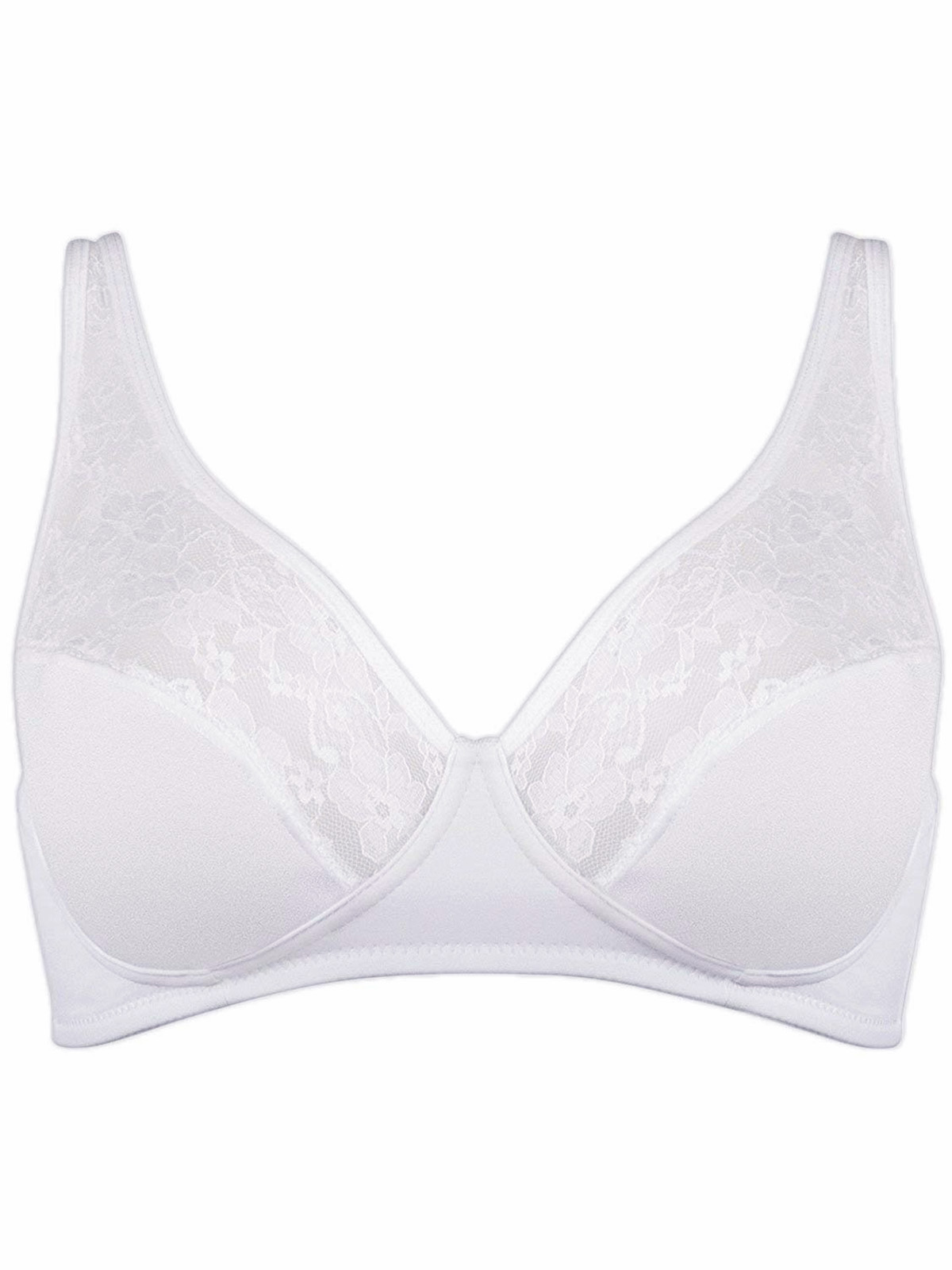 Naturana - - Naturana WHITE Floral Lace Non-Wired Soft Cup Bra - Size 34B