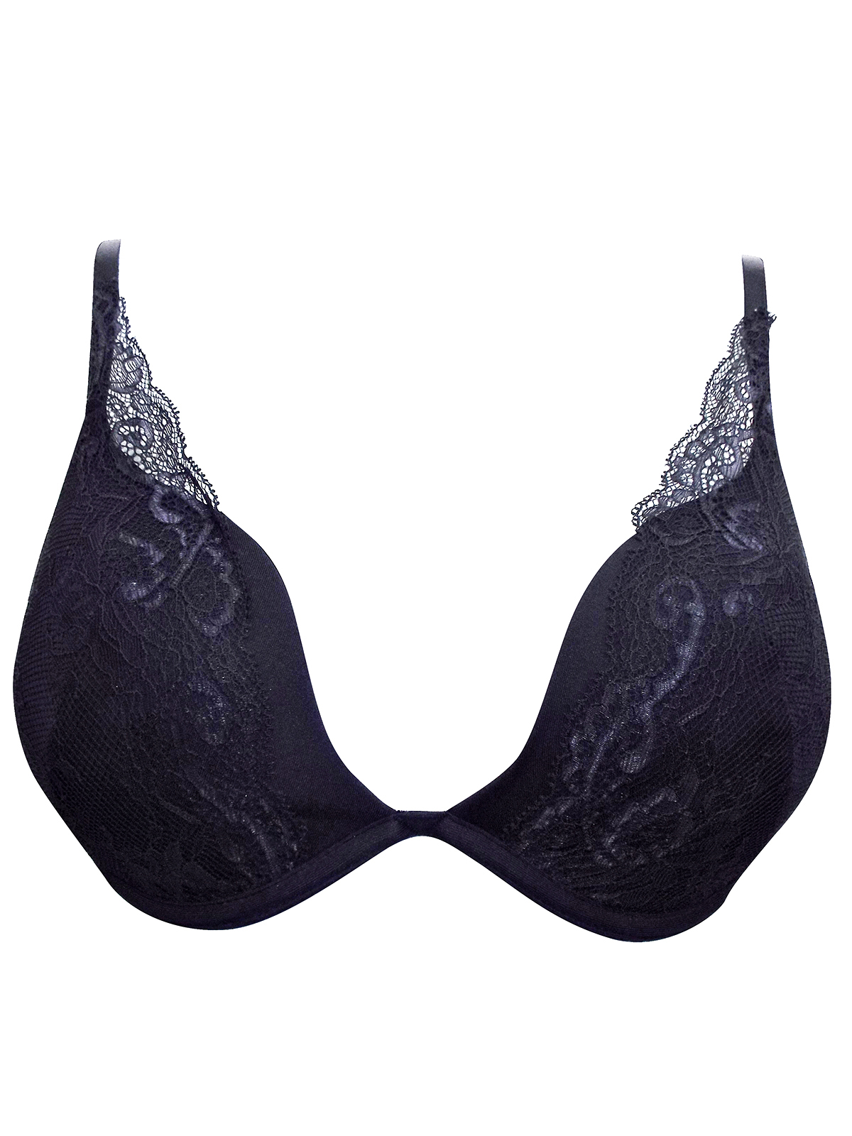 Vassarette - - Vassarette BLACK/STEEL Lace Overlay Padded & Wired Push ...