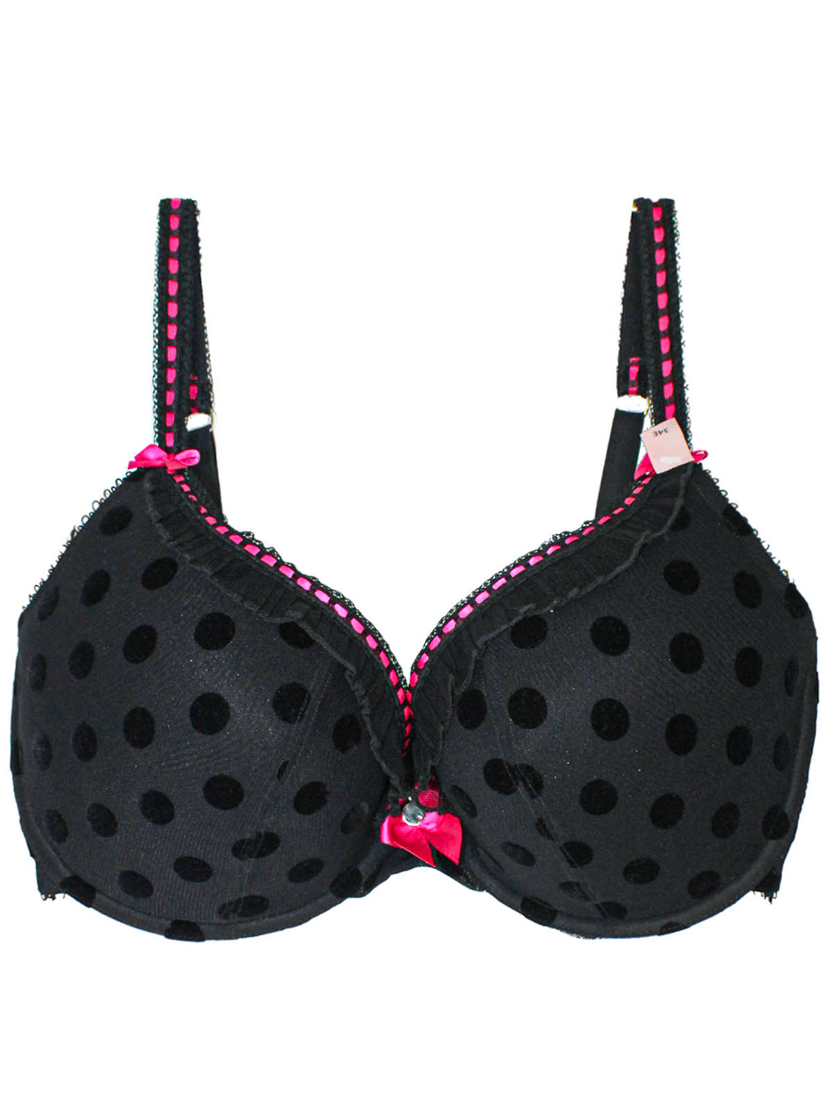 Boux Avenue - - BLACK Cutesy Flock Balconette Bra - Size 30 to 34 (B-E)