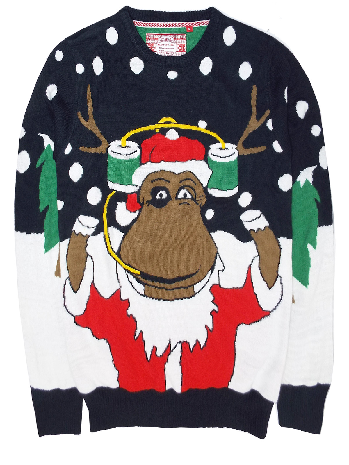 Kesis - - Kesis NAVY Mens Drunk Reindeer Christmas Jumper - Size Medium ...