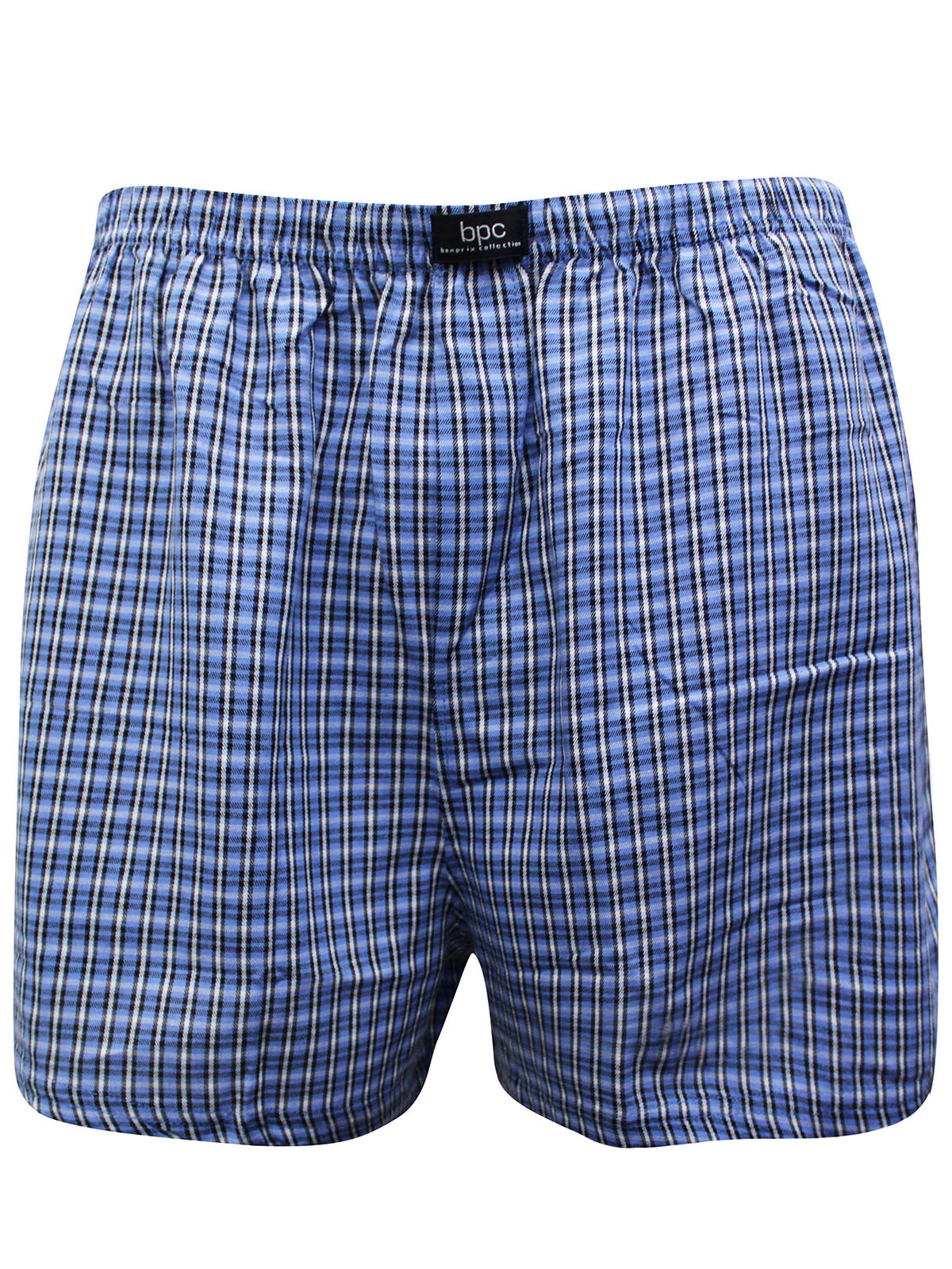 BPC - - BPC BLUE Pure Cotton Checked Button Front Woven Boxers - Size ...