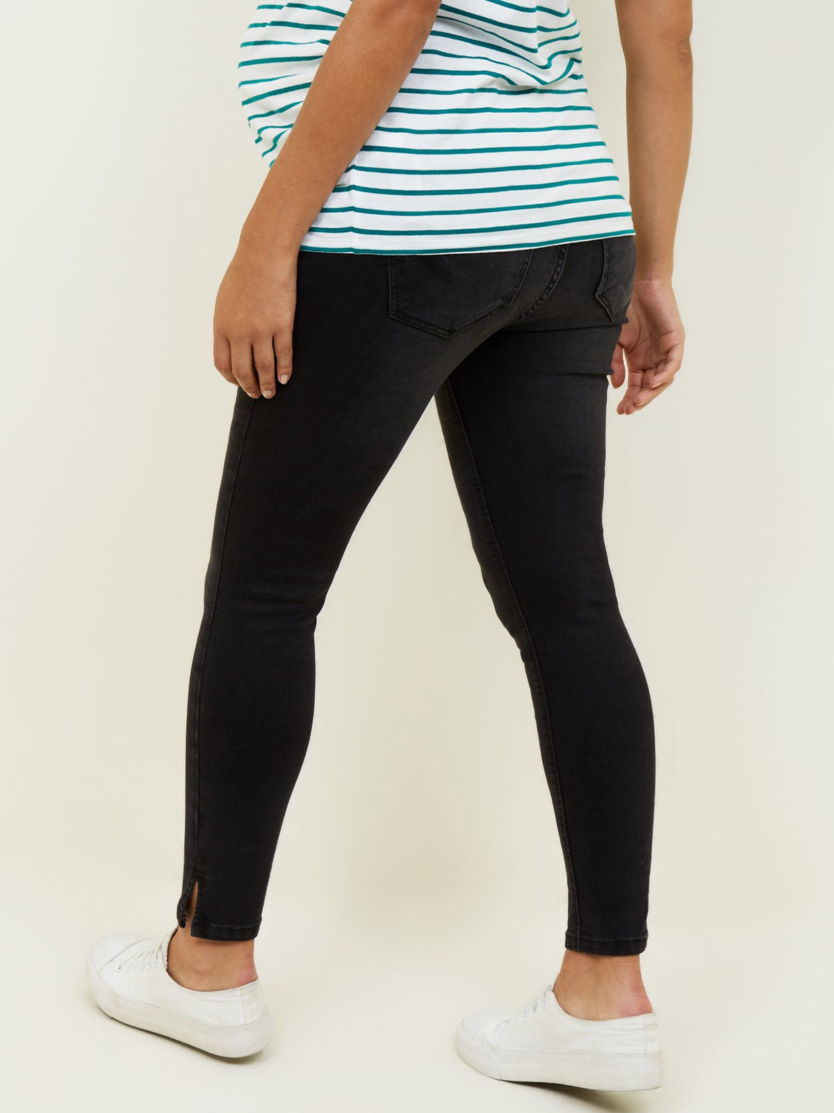 N3w L00k BLACK Angle Hem Over Bump Maternity Jeans - Size 8 to 18