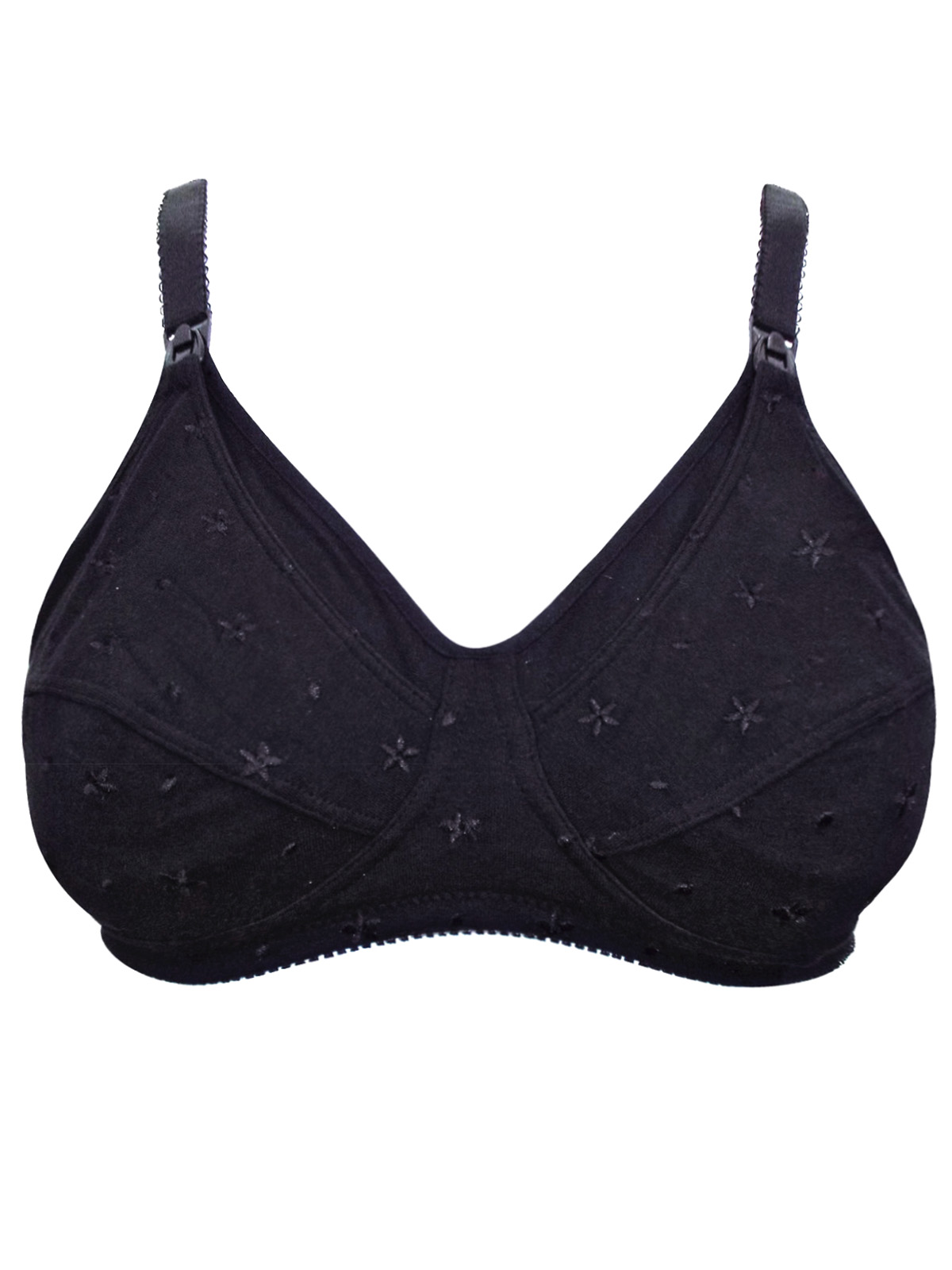 Trofe - - Trofé BLACK Cotton Rich Embroidered Nursing Maternity Bra ...
