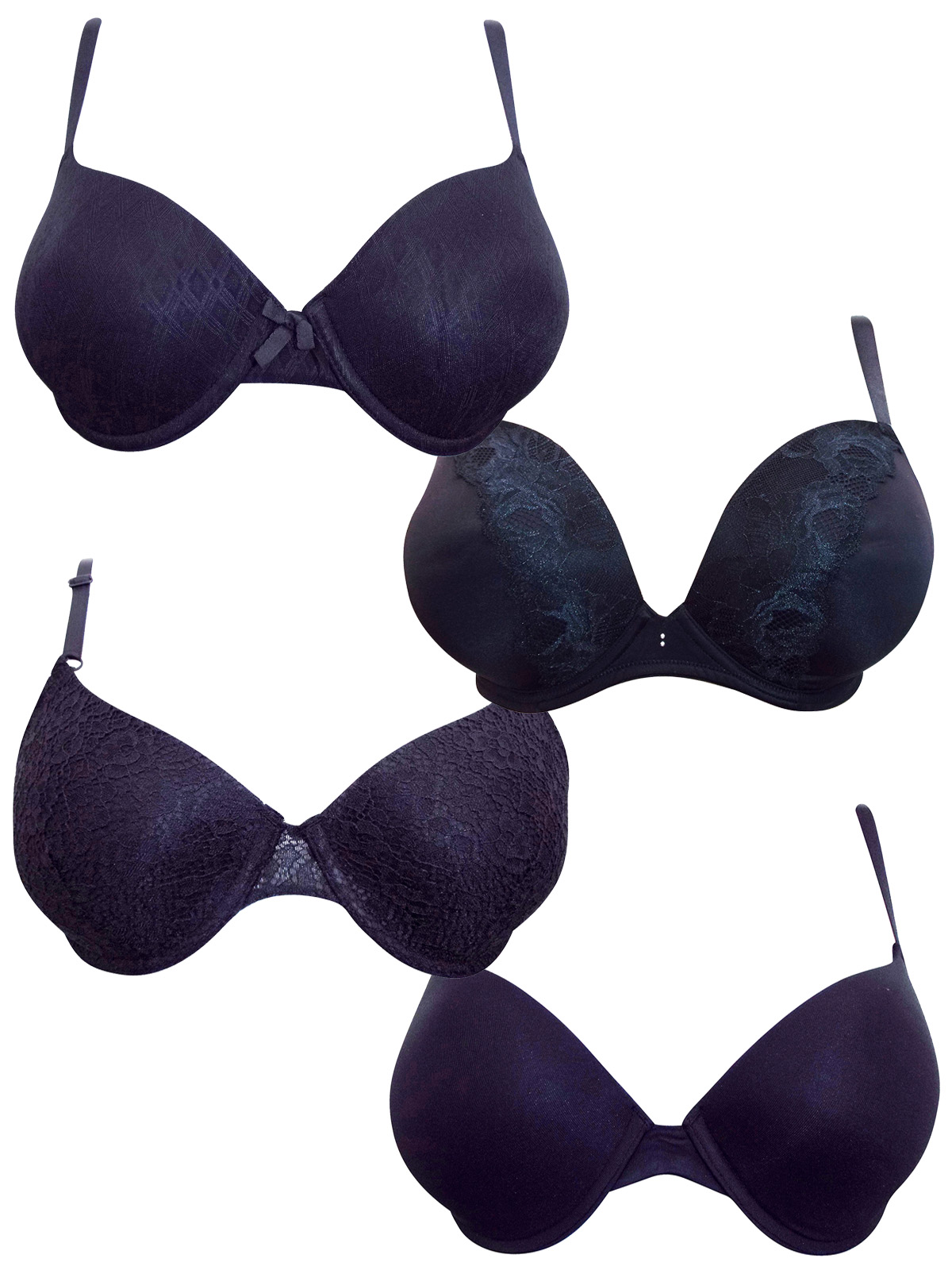 ASSORTED BLACK Bras - Size 34 to 44 (B-C-D)