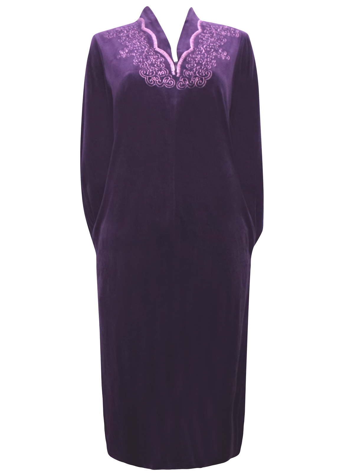 BHS - - BH5 PURPLE Embroidered Velour Robe Nightdress - Size 8/10 to 20/22