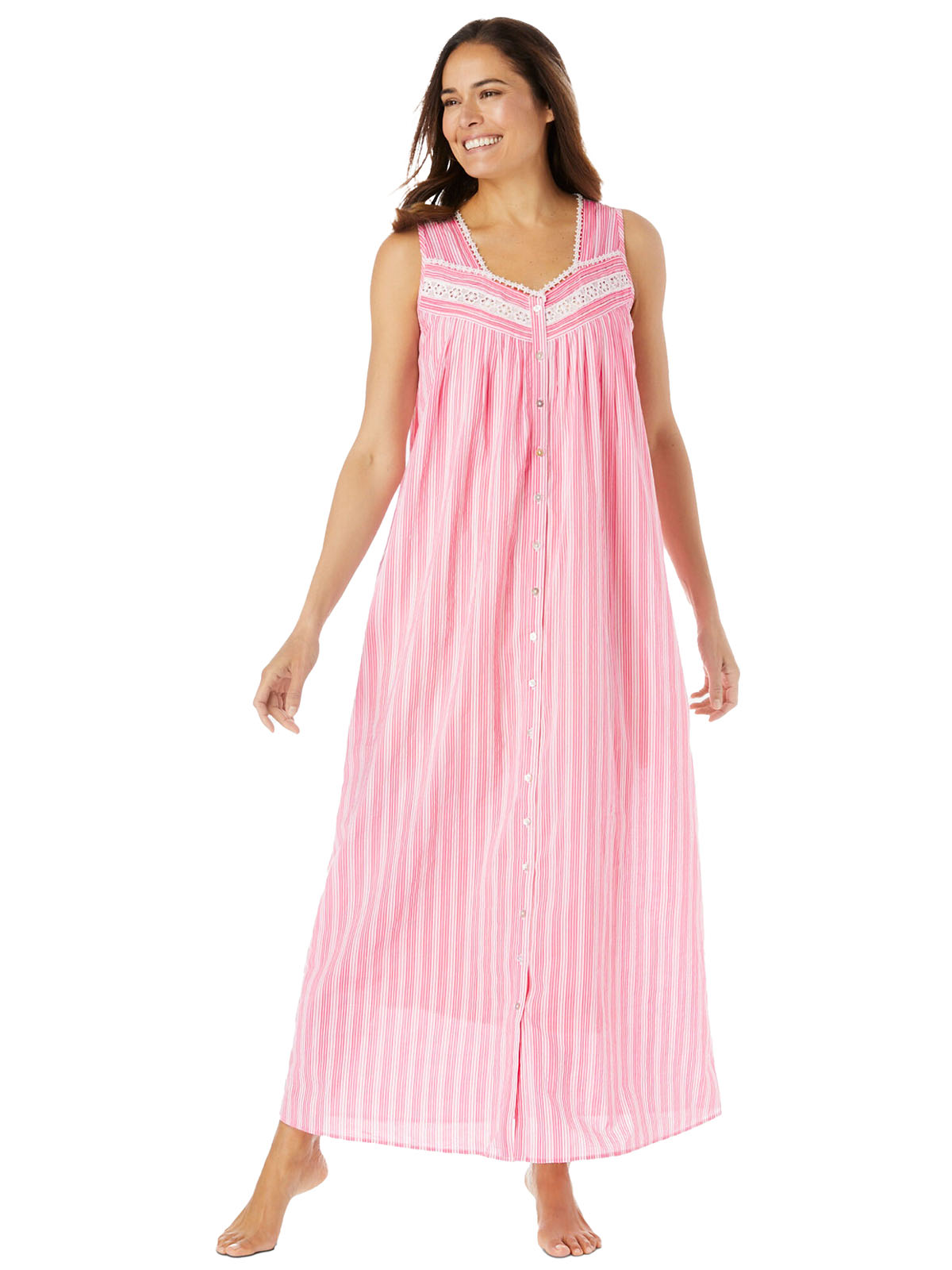 Dreams & Co - - Dreams & Co PINK Long Sleeveless Button Front Night ...