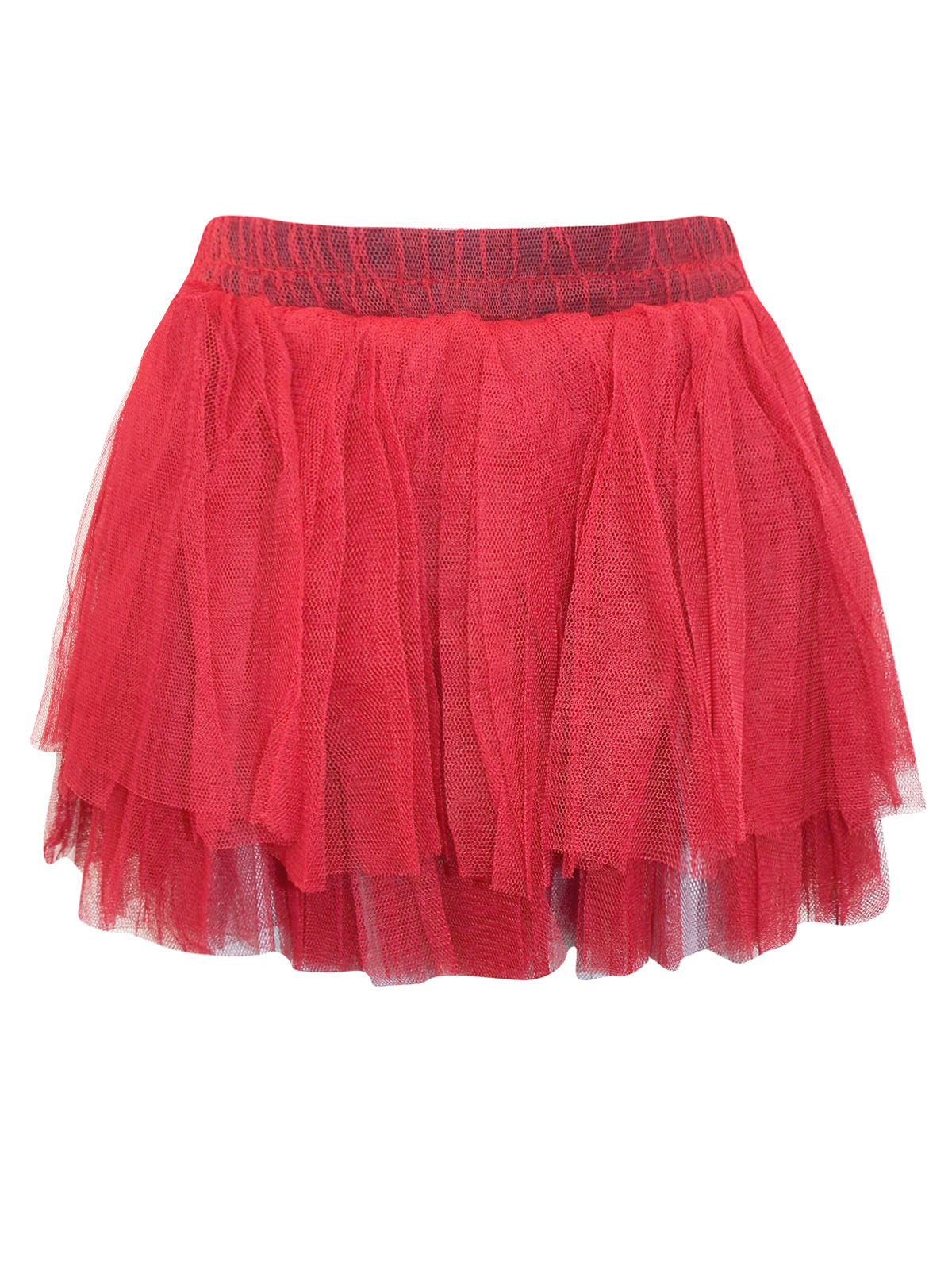 DEEP-RED Pull On Netted Tutu Petticoat Skirt - FreeSize