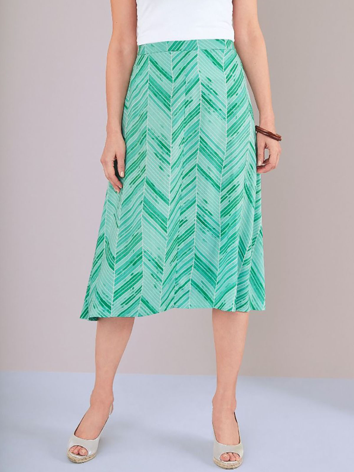 Lily Ella - - L.E. MINT Chevron Print Colwell Skirt - Size 10 to 26