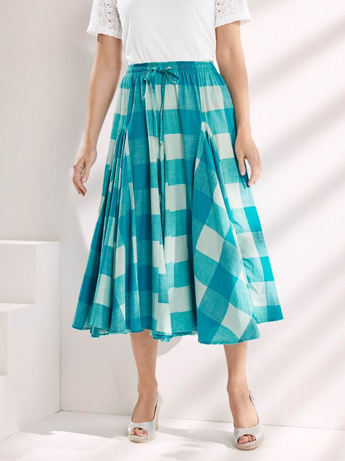 Lily Ella - - L.E. BLUE Suzy Checked Skirt - Plus Size 18 to 20