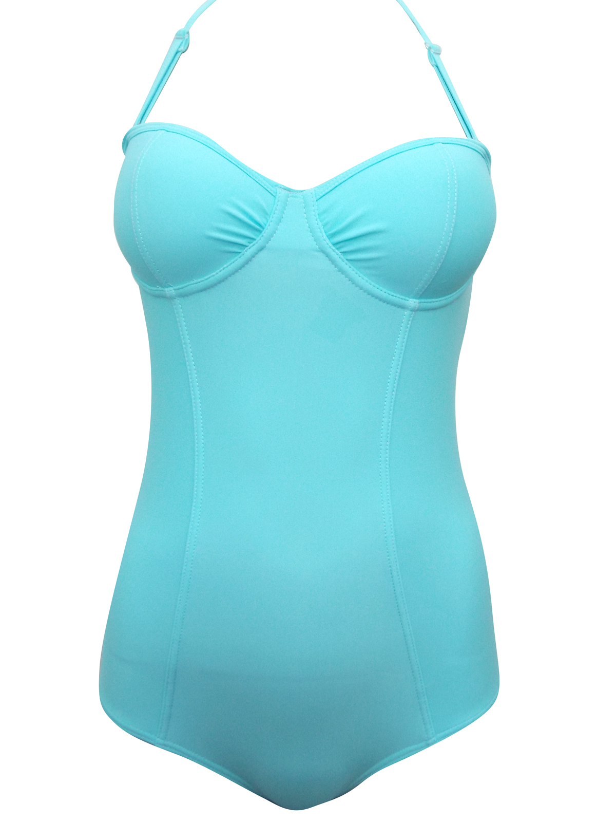 JSFN Active - - TURQUOISE Cut-Out Back Halterneck Swimsuit - Size 8 to ...